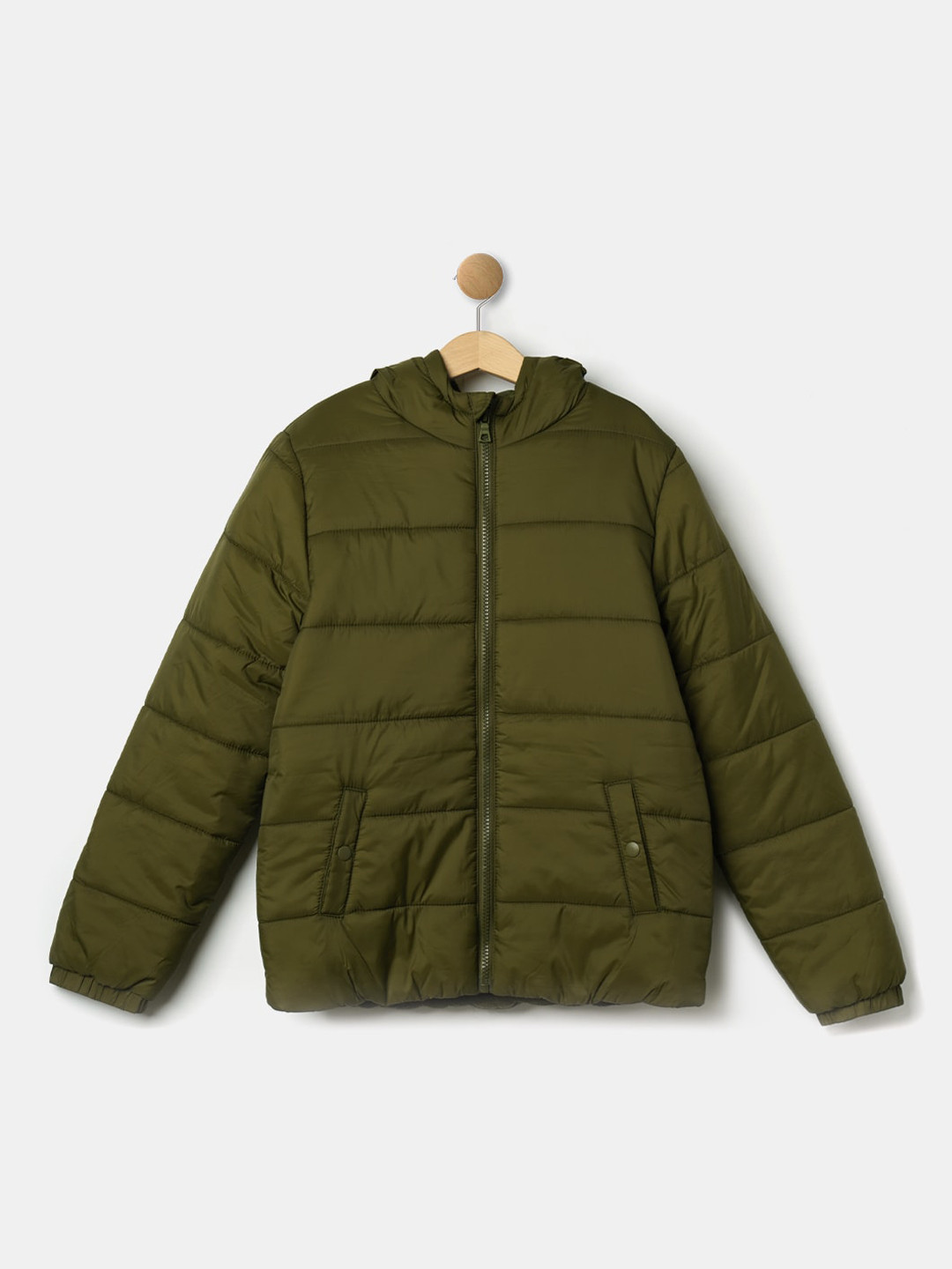 Buy R&B Boys Olive Green Striped Puffer Jacket - Jackets for Boys ...