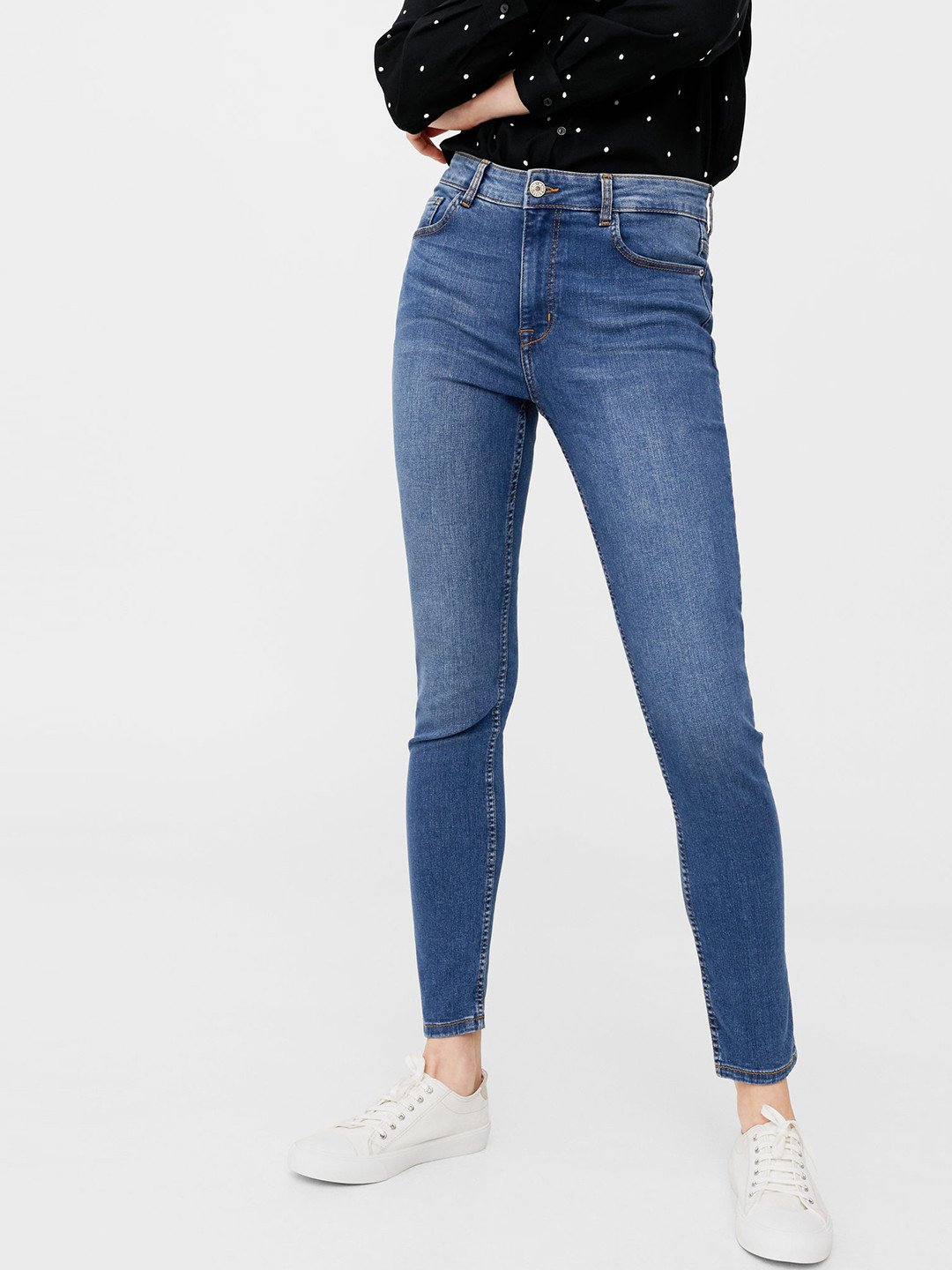 Buy MANGO Women Blue Skinny Fit High Rise Clean Look Stretchable Jeans ...