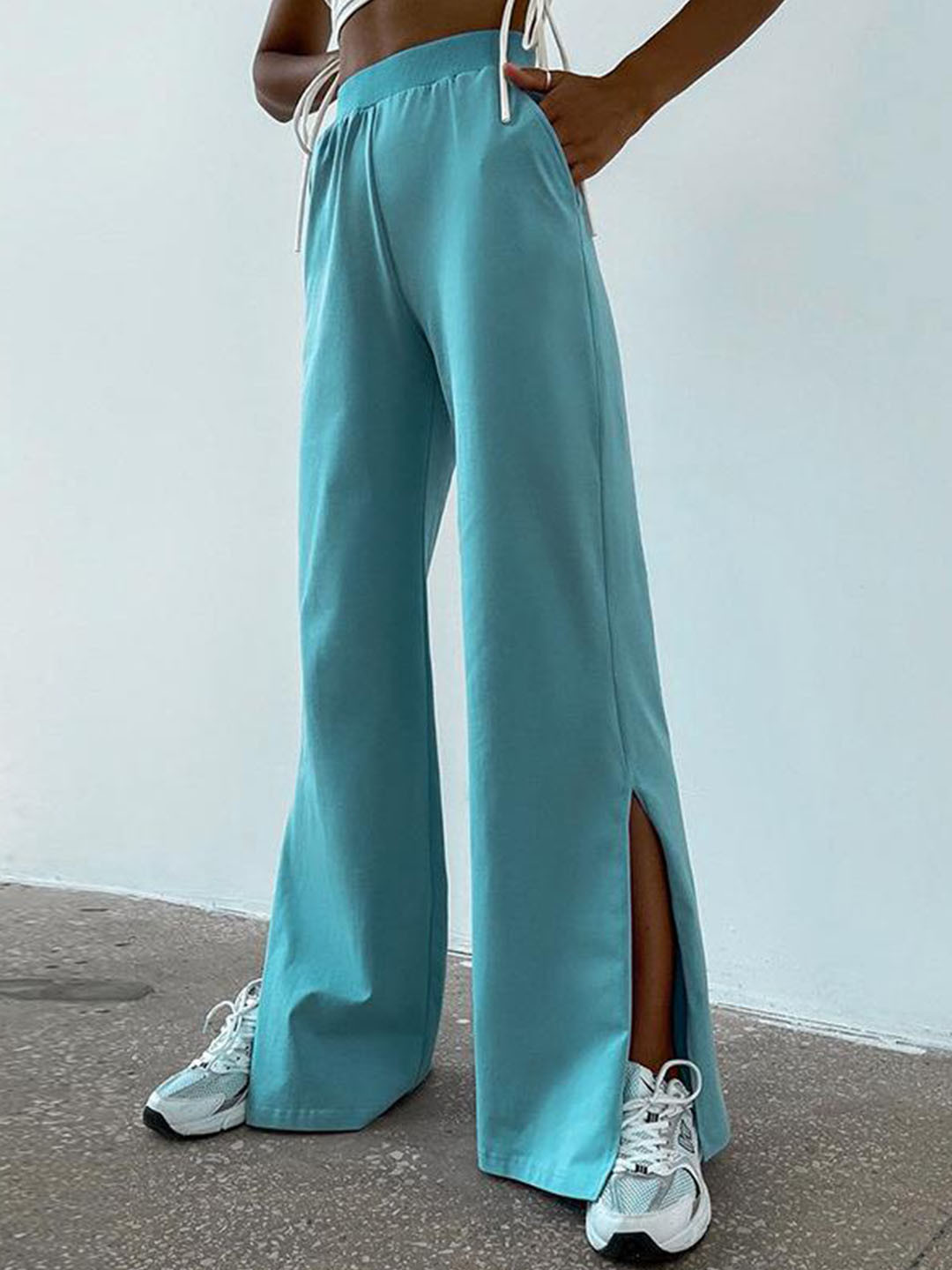 Buy La Aimee Women Deep Blue Solid Trousers - Trousers for Women ...