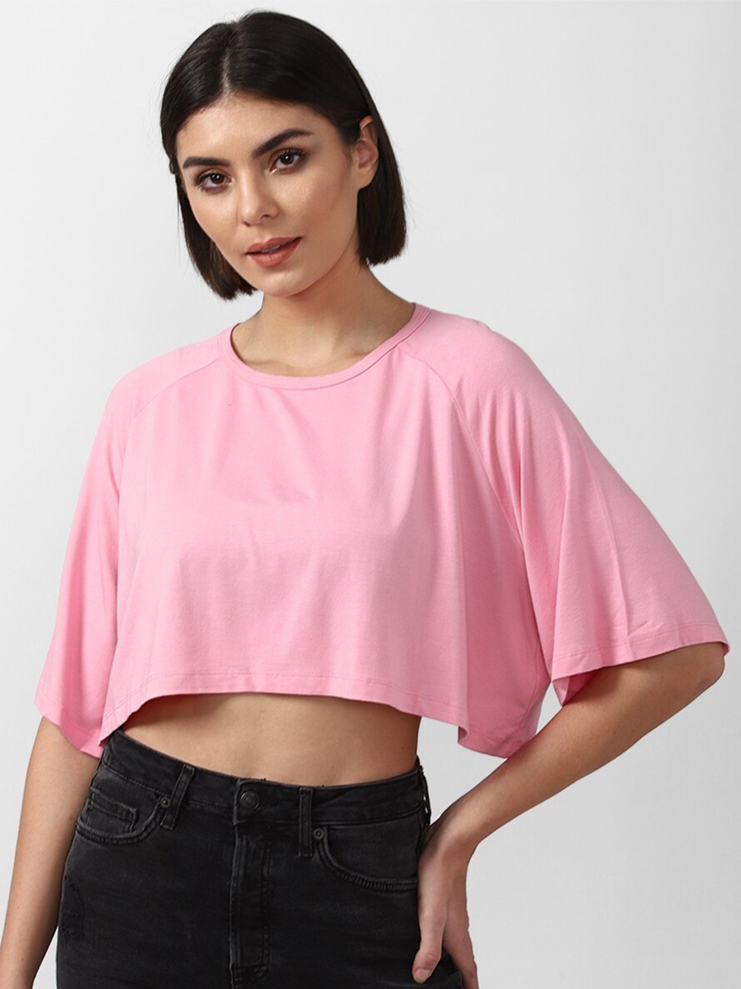 Buy Forever 21 Women Pink Boxy Crop Top Tops For Women 20015866 Myntra