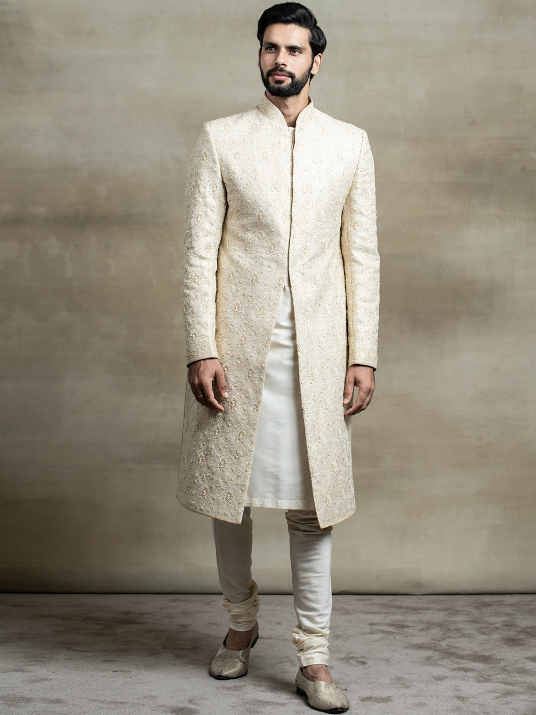Buy Tasva Men Gold Embroidered Sherwani - Sherwani for Men 20020002 ...