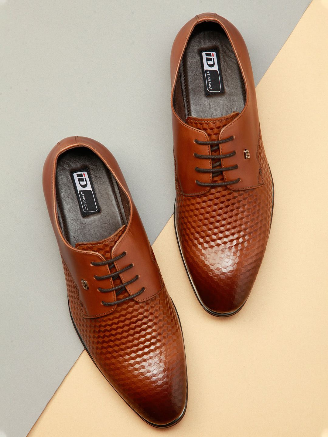 Buy ID Men Tan Solid Leather Formal Oxfor Shoes - Formal Shoes for Men ...