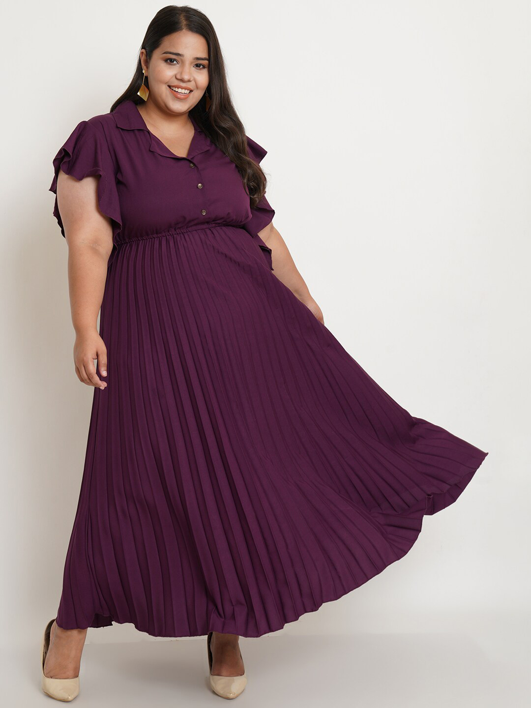 Buy U&F Women Plus Size Purple Crepe Maxi Maxi Dress - Dresses for ...