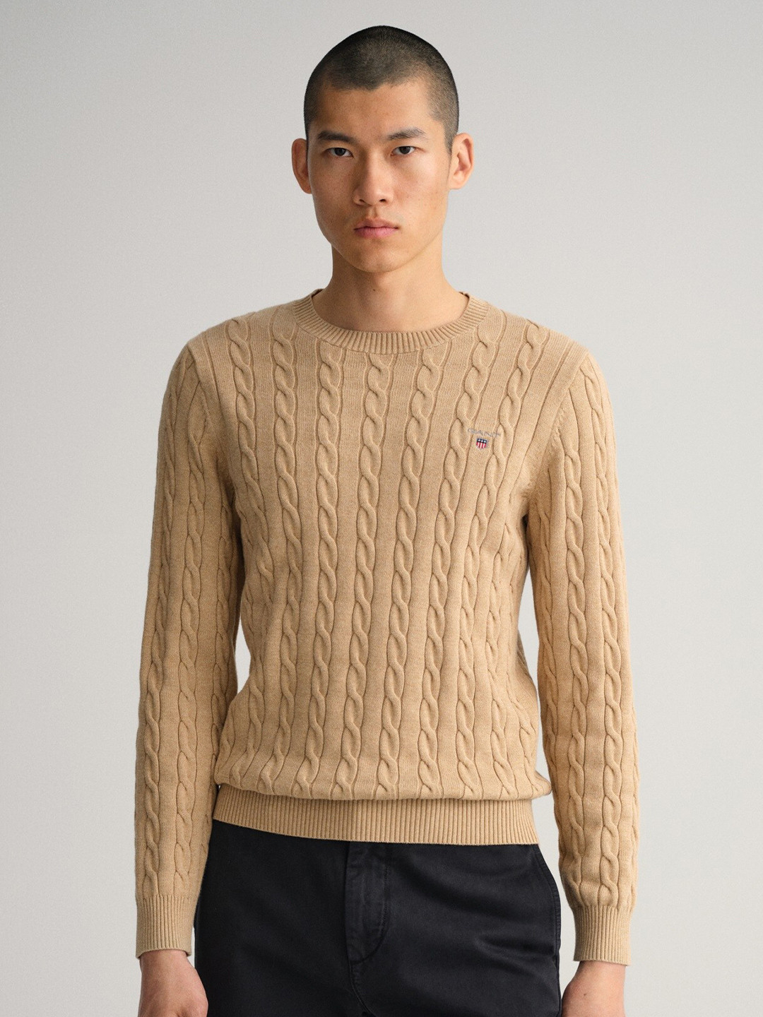 Buy GANT Men Khaki Cable Knit Pullover - Sweaters for Men 20033810 | Myntra