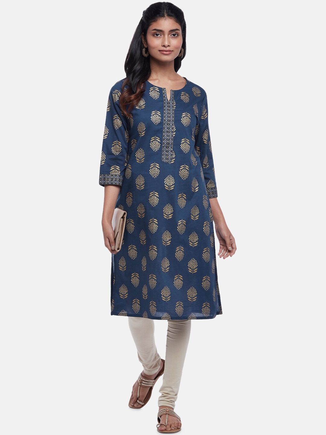 Buy Rangmanch By Pantaloons Women Blue Ethnic Motifs Printed Cotton