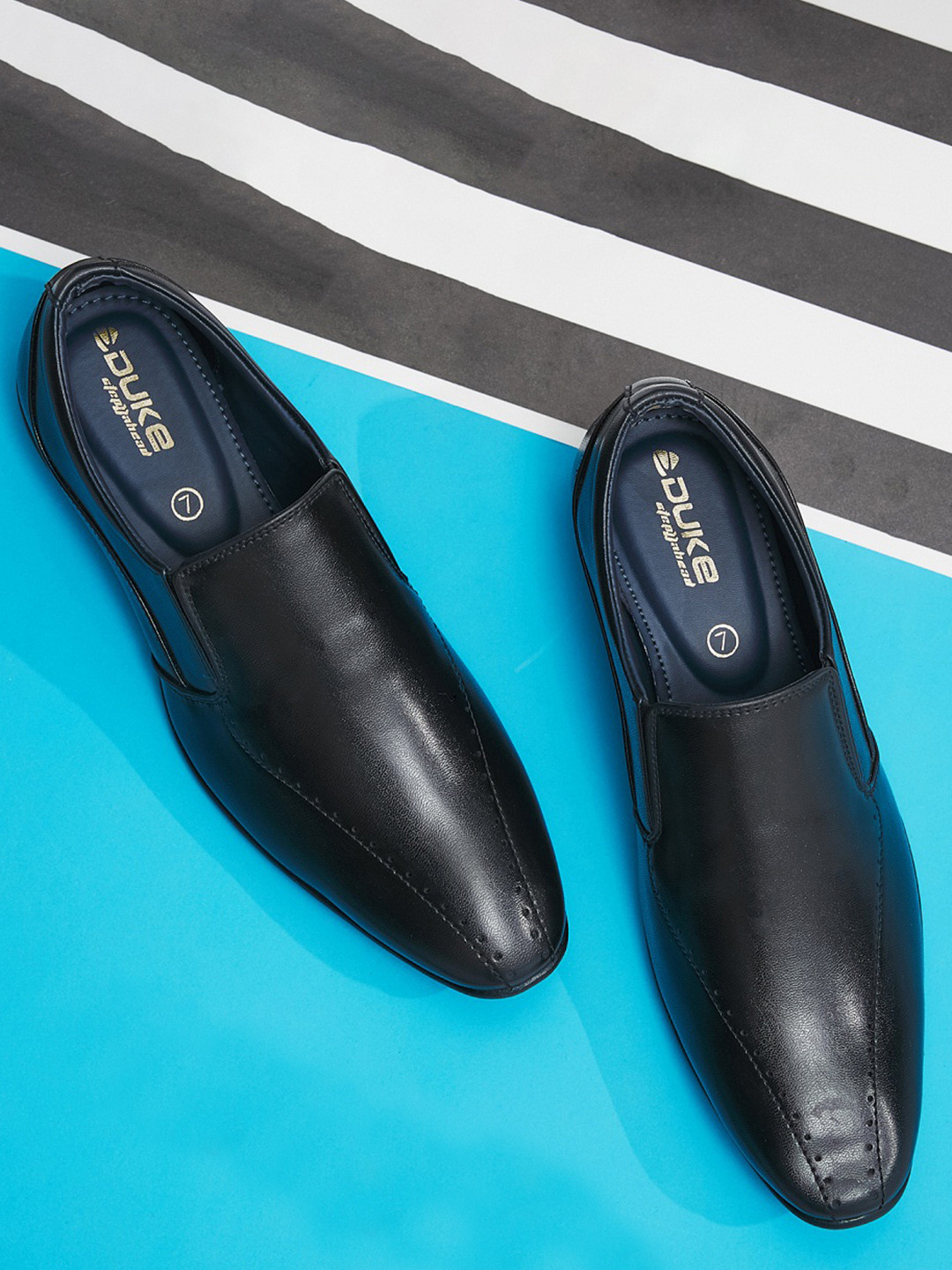 Buy Duke Men Black Solid Synthetic Formal Slip On Shoes - Formal Shoes ...