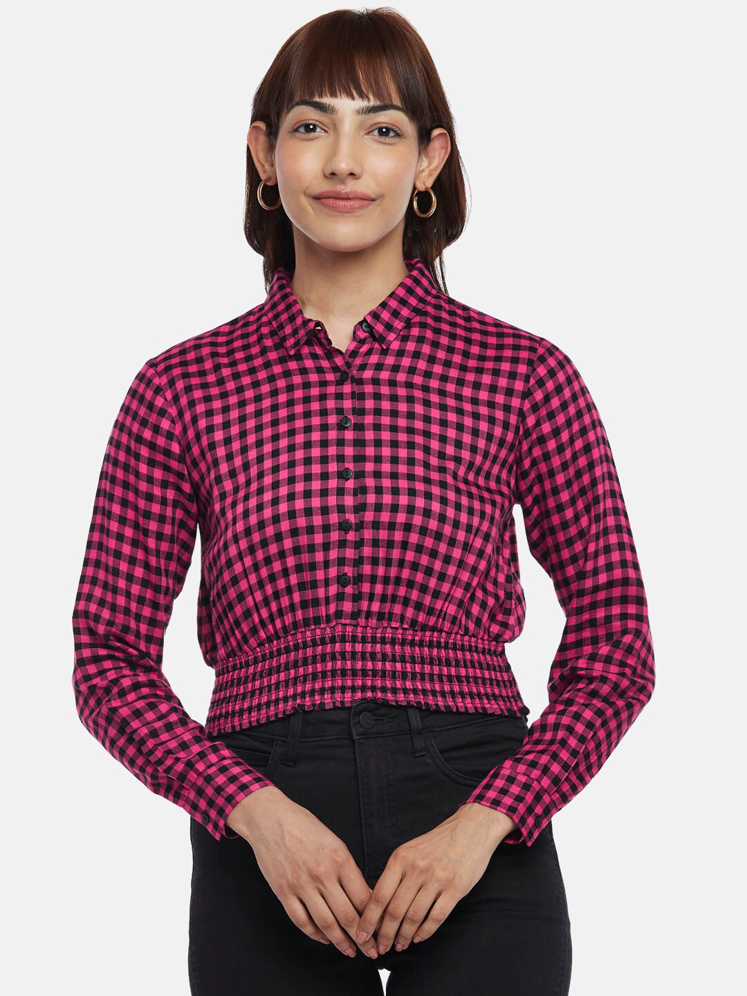 Buy People Women Checked Shirt Style Top - Tops for Women 20037472 | Myntra