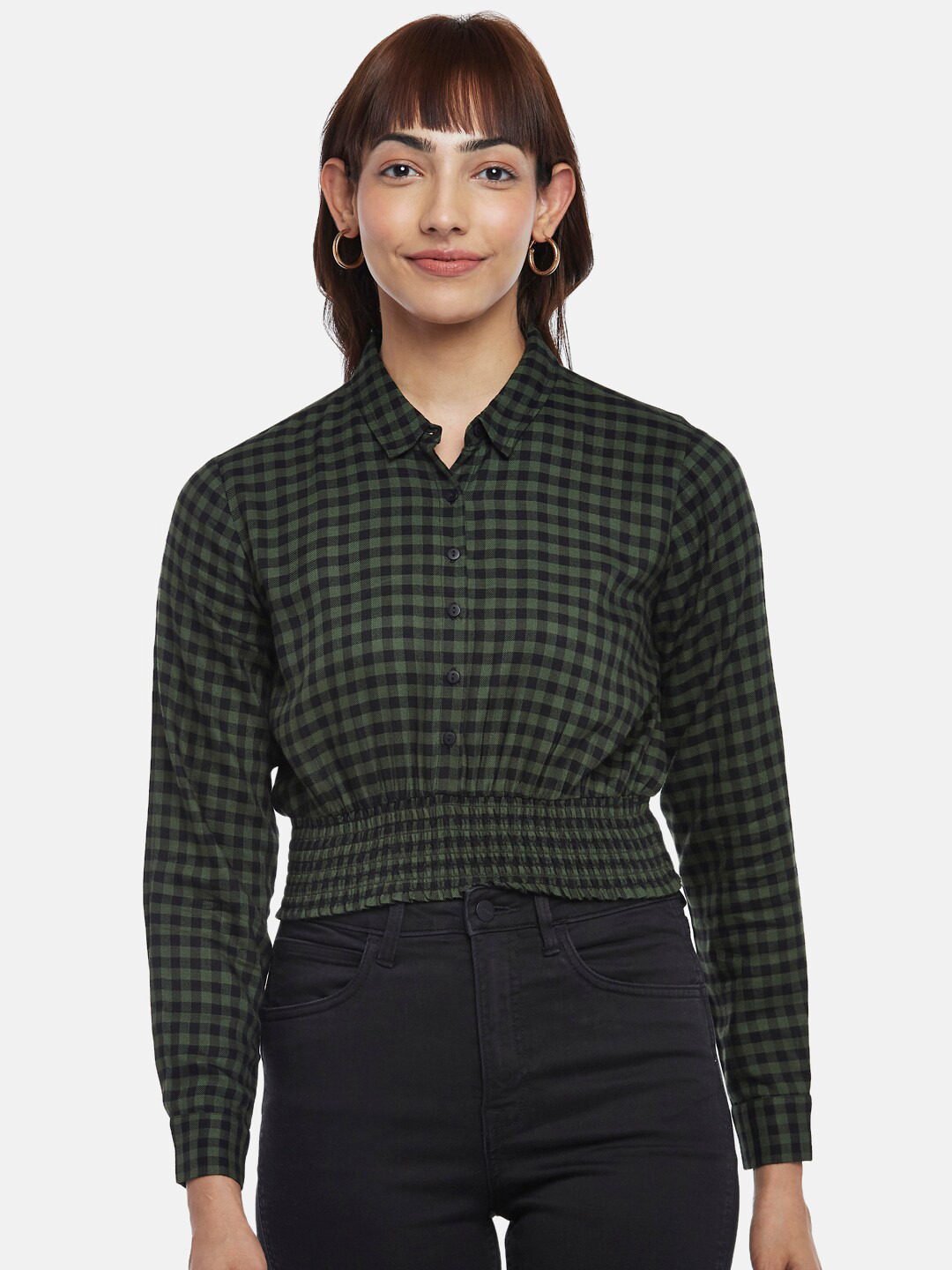 Buy People Women Checked Shirt Style Top - Tops for Women 20037474 | Myntra