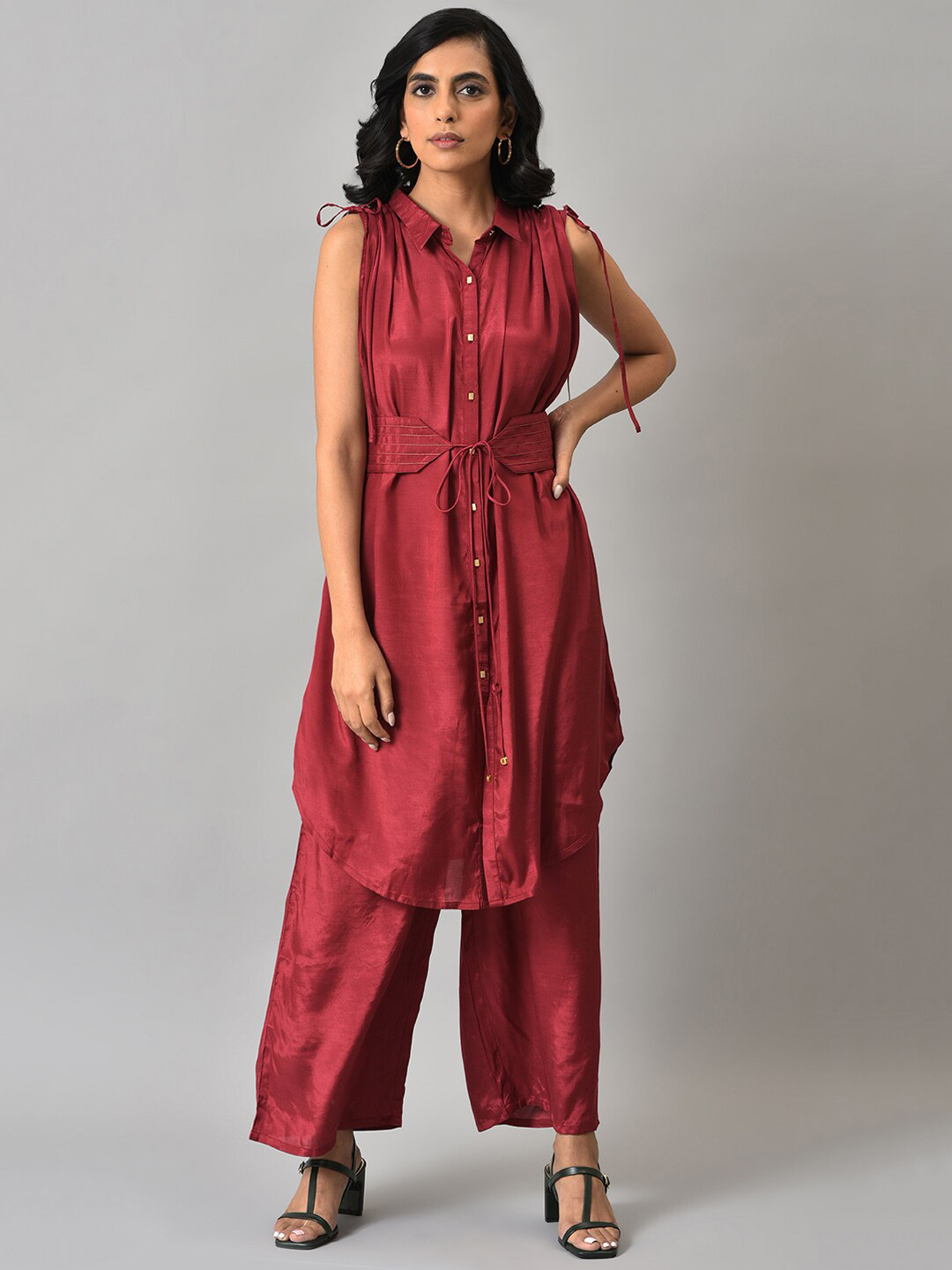 Buy W Women Red Kurta With Palazzos - Kurta Sets for Women 20039352 ...