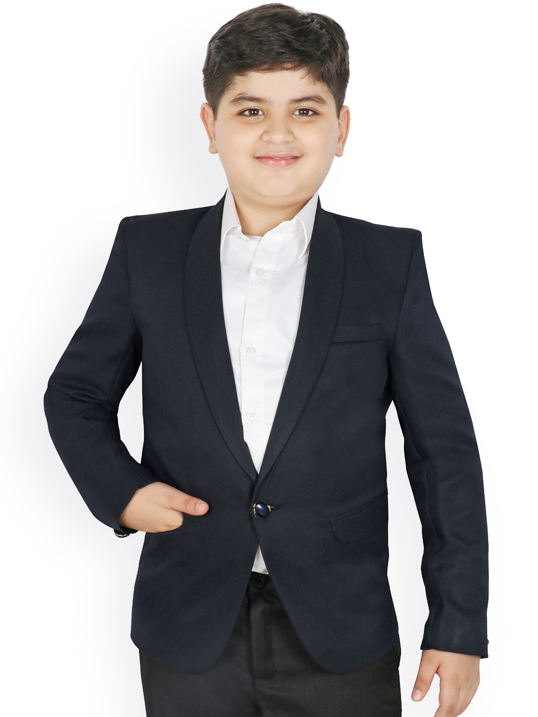 Buy SG YUVRAJ Boys Navy Blue Solid Regular Fit Single Breasted Blazer - Blazers for Boys ...