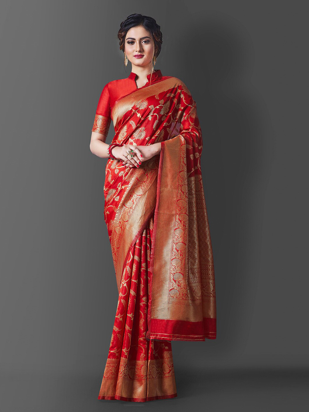 Buy TEREZA Floral Zari Pure Silk Kanjeevaram Saree - Sarees for Women 20042266 | Myntra