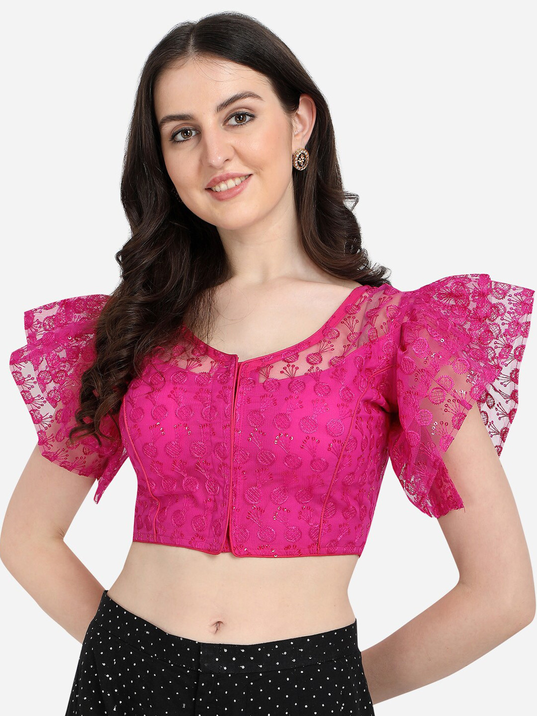 Buy Fab Dadu Pink Sequins Embroidered Saree Blouse - Saree Blouse for ...