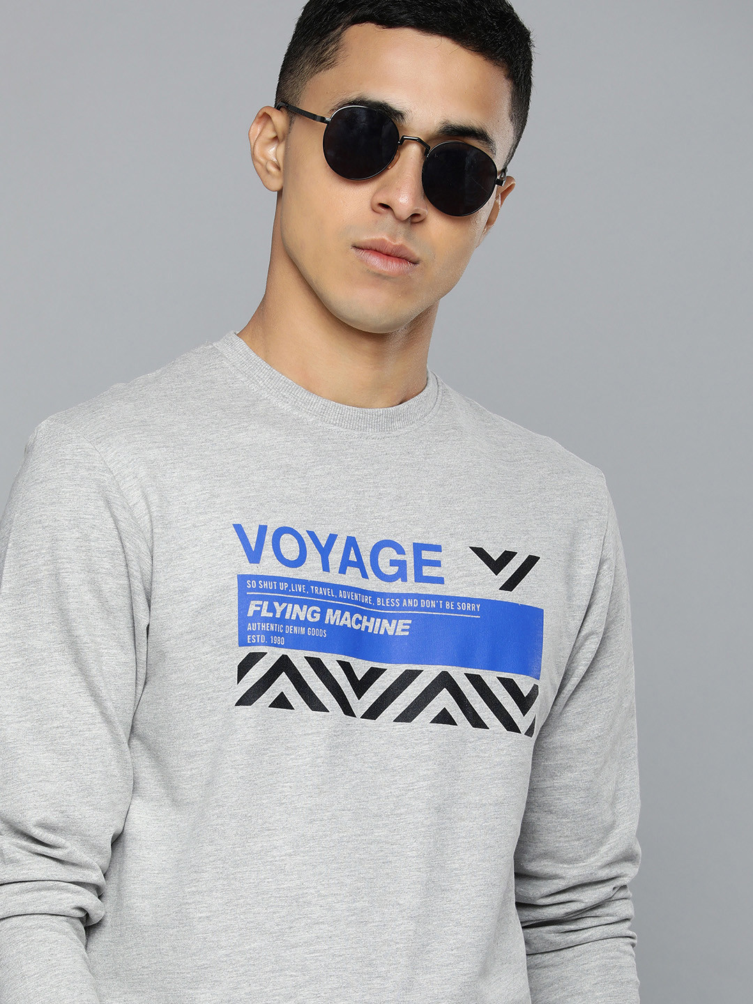 Buy Flying Machine Men Grey Printed Sweatshirt - Sweatshirts for Men ...