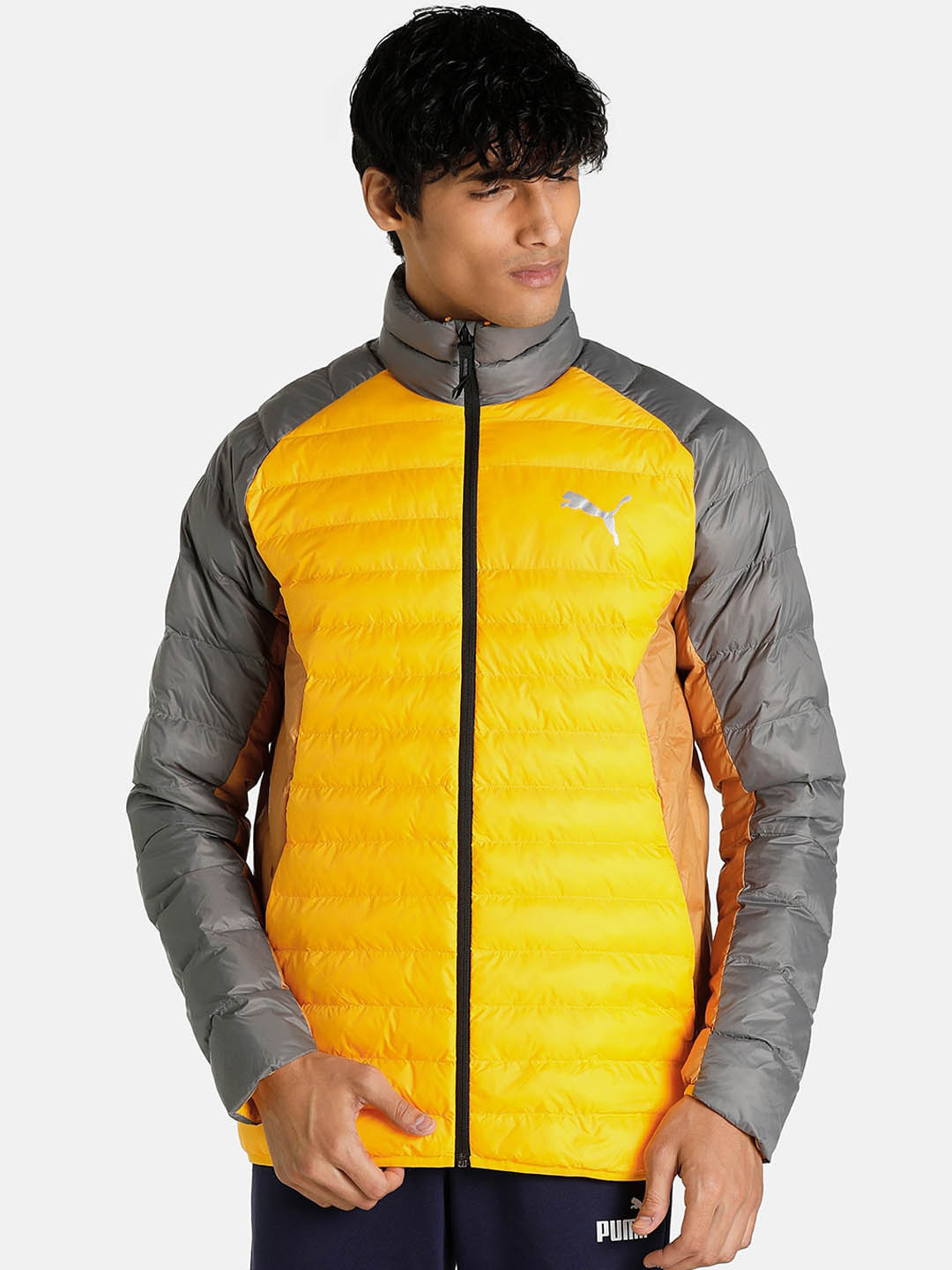 Buy Puma Men Orange Grey Colourblocked Slim FitOutdoor Puffer Jacket ...