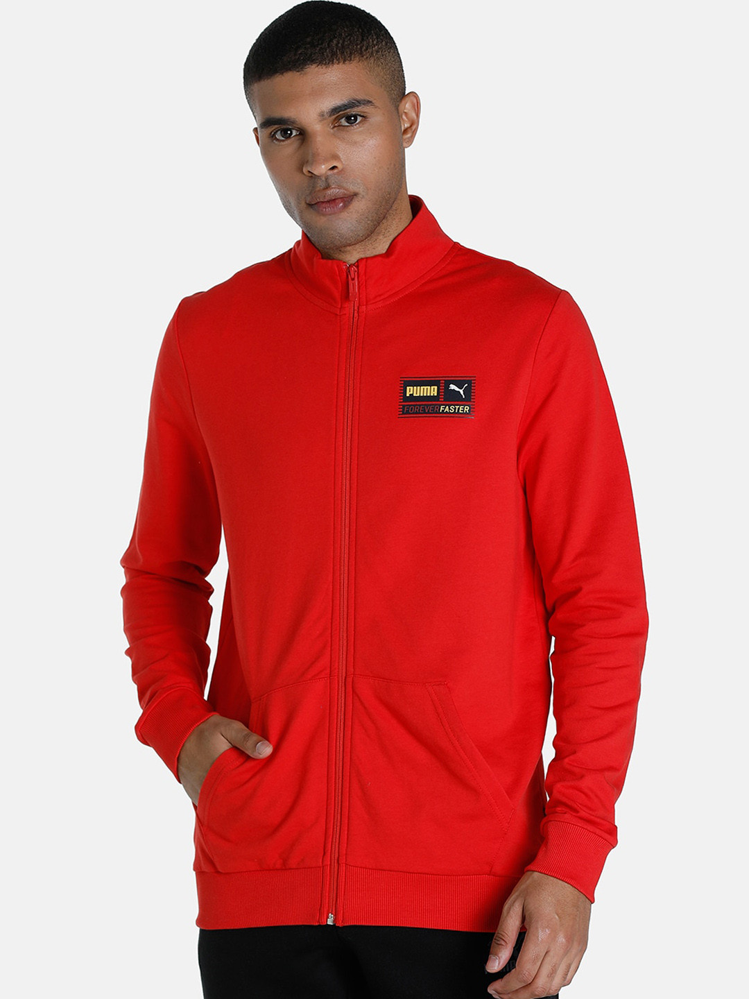 Buy Puma Men Red Outdoor Slim Fit Sporty Jacket With Patchwork ...
