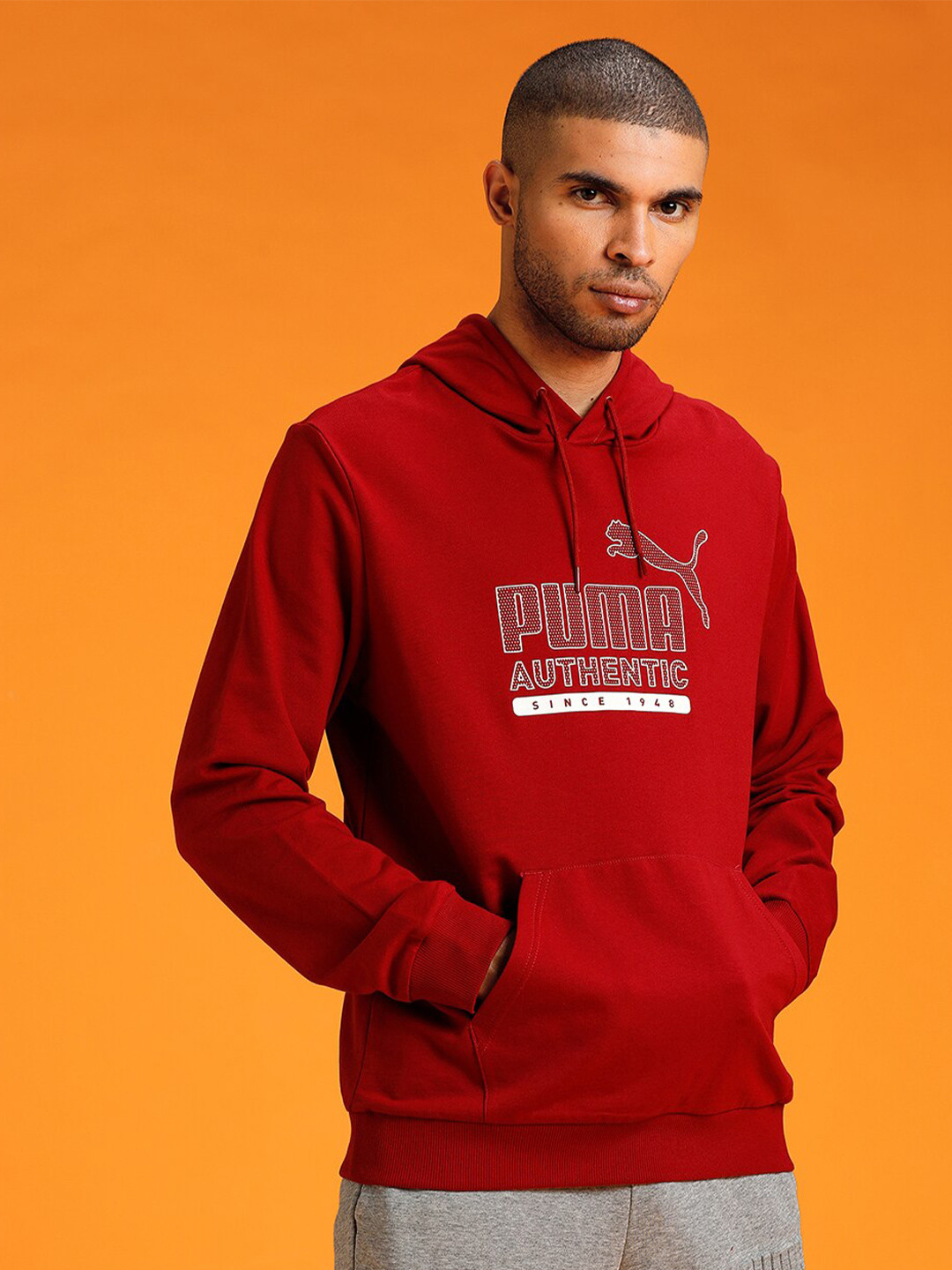 Buy Puma Men Red Cat Graphic Hoodie Cotton Sweatshirt - Sweatshirts for ...