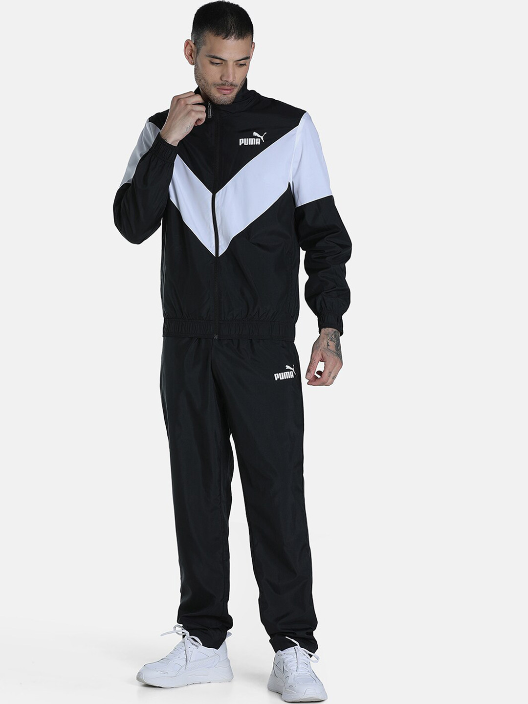 Buy Puma Men Black & White Long Sleeves Regular Fit Track Suit ...