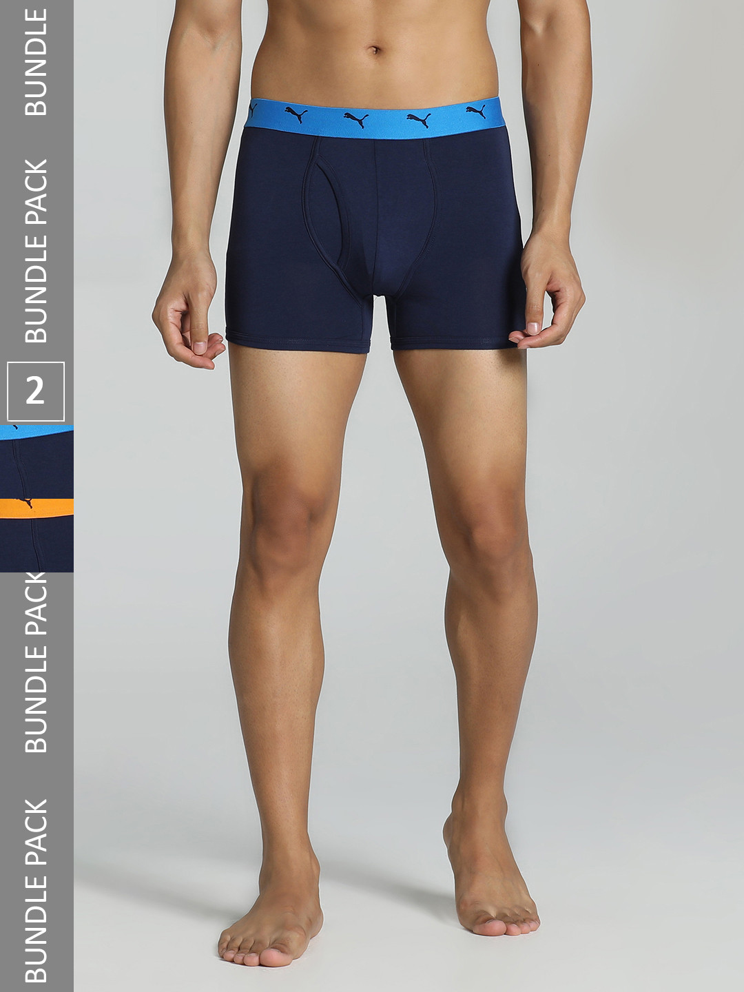 Buy Puma Men Blue Pack Of 2 Stretch Plain Cotton Trunk - Trunk for Men ...