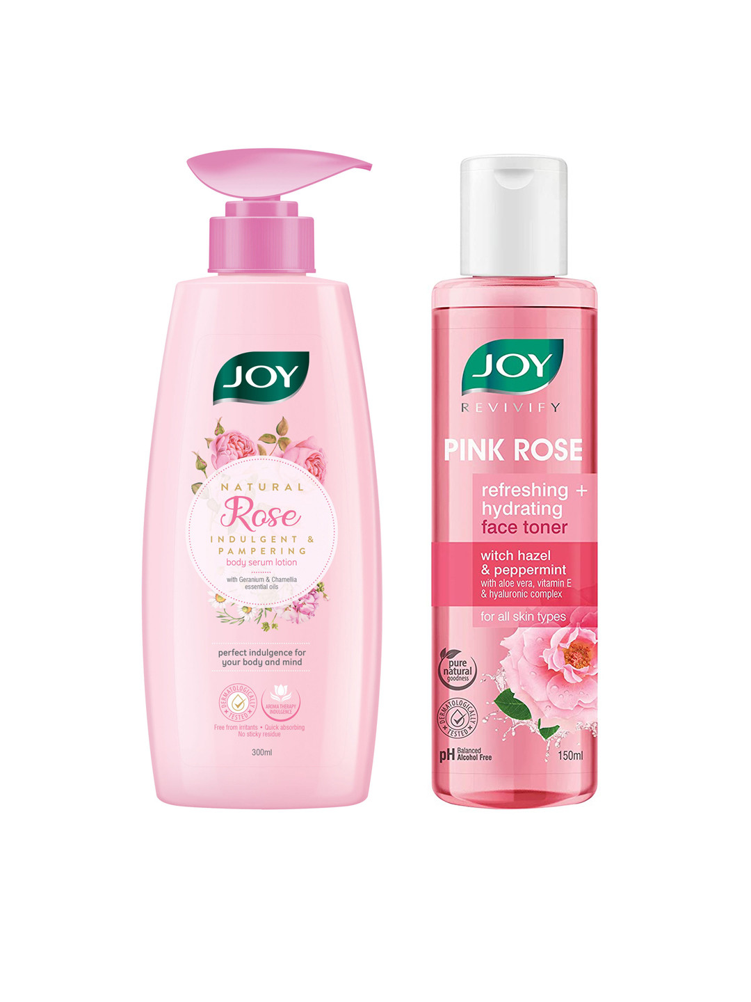 Buy JOY Set Of Natural Rose Body Serum Lotion 300ml & Hydrating Face ...