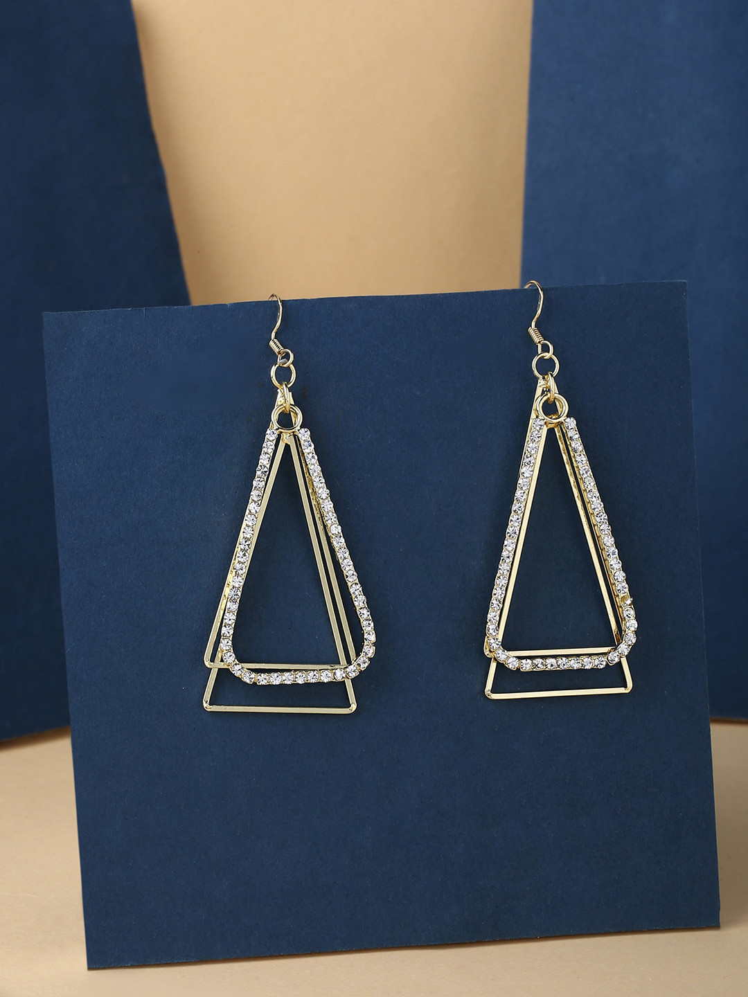 Buy Yellow Chimes Gold Toned Gold Plated Triangular Drop Earrings ...