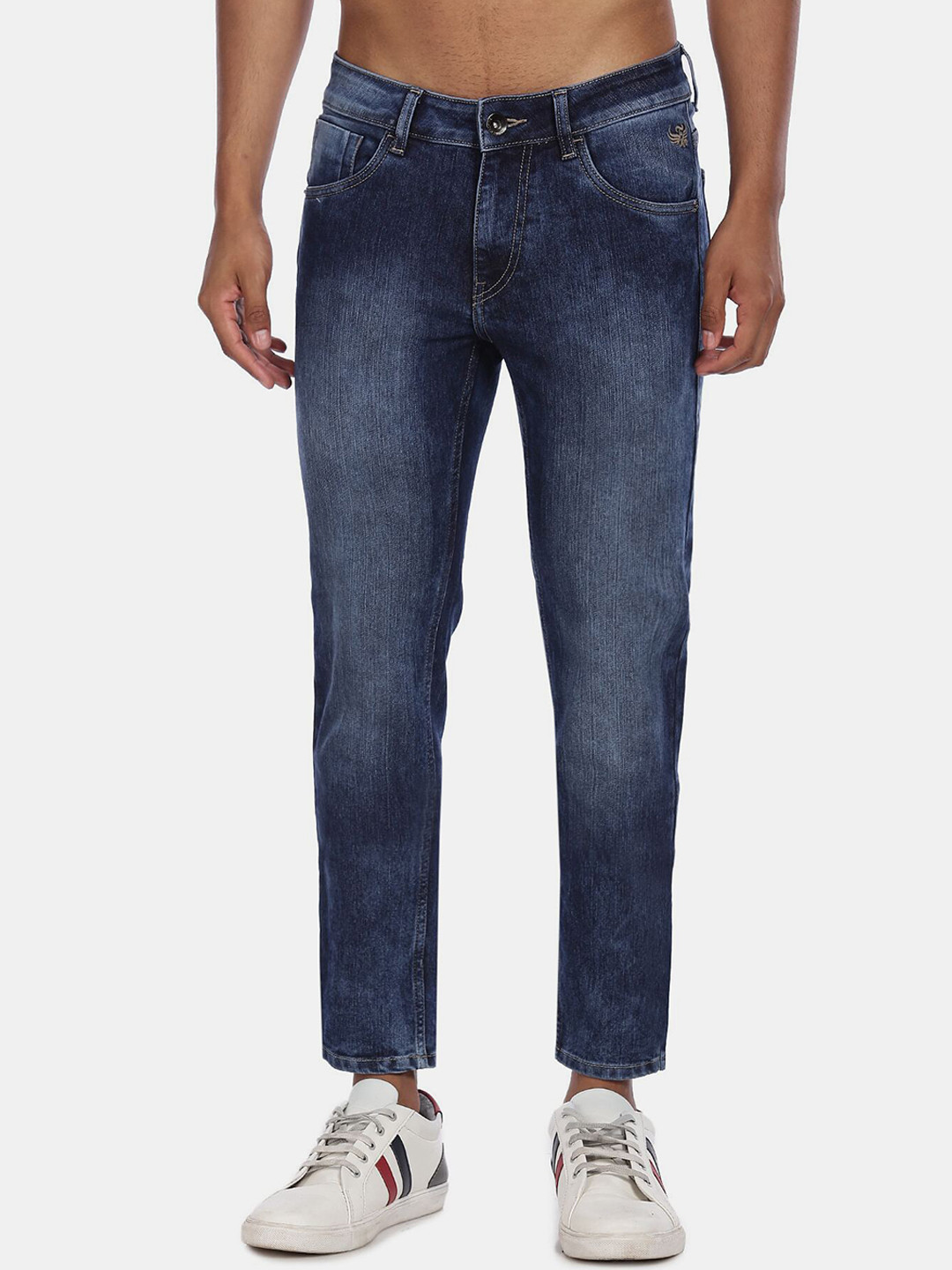 Buy Flying Machine Men Blue Slim Fit Heavy Fade Stretchable Jeans ...