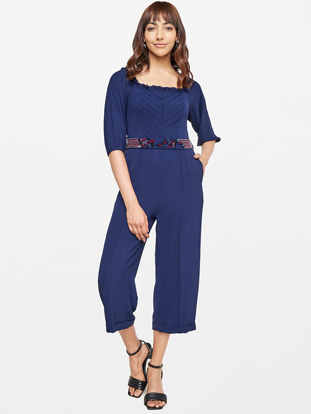 Buy AND Blue Capri Polyester Jumpsuit - Jumpsuit for Women 20046862 ...