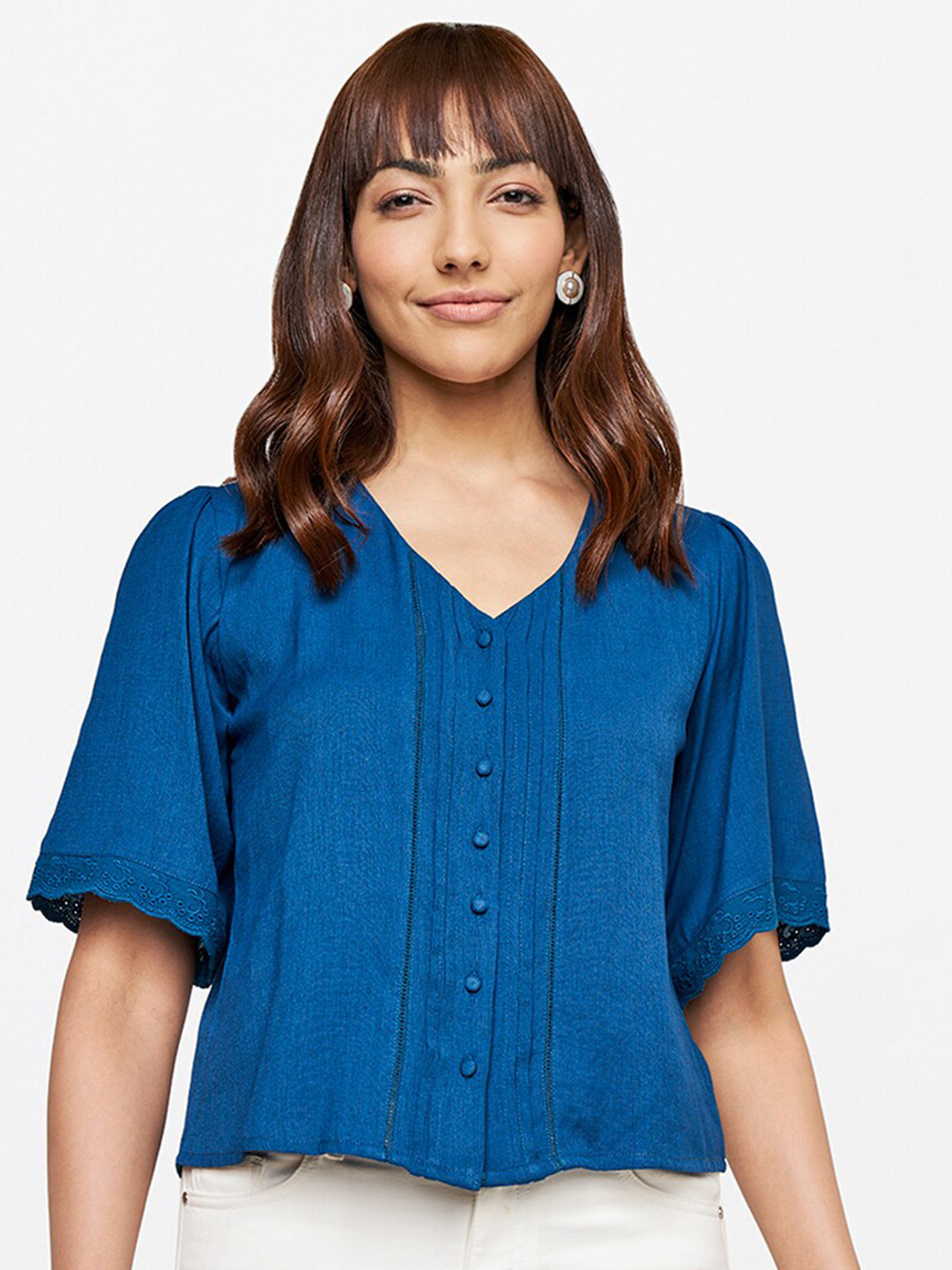 Buy AND Women Solid Shirt Style Crop Top - Tops for Women 20046872 | Myntra