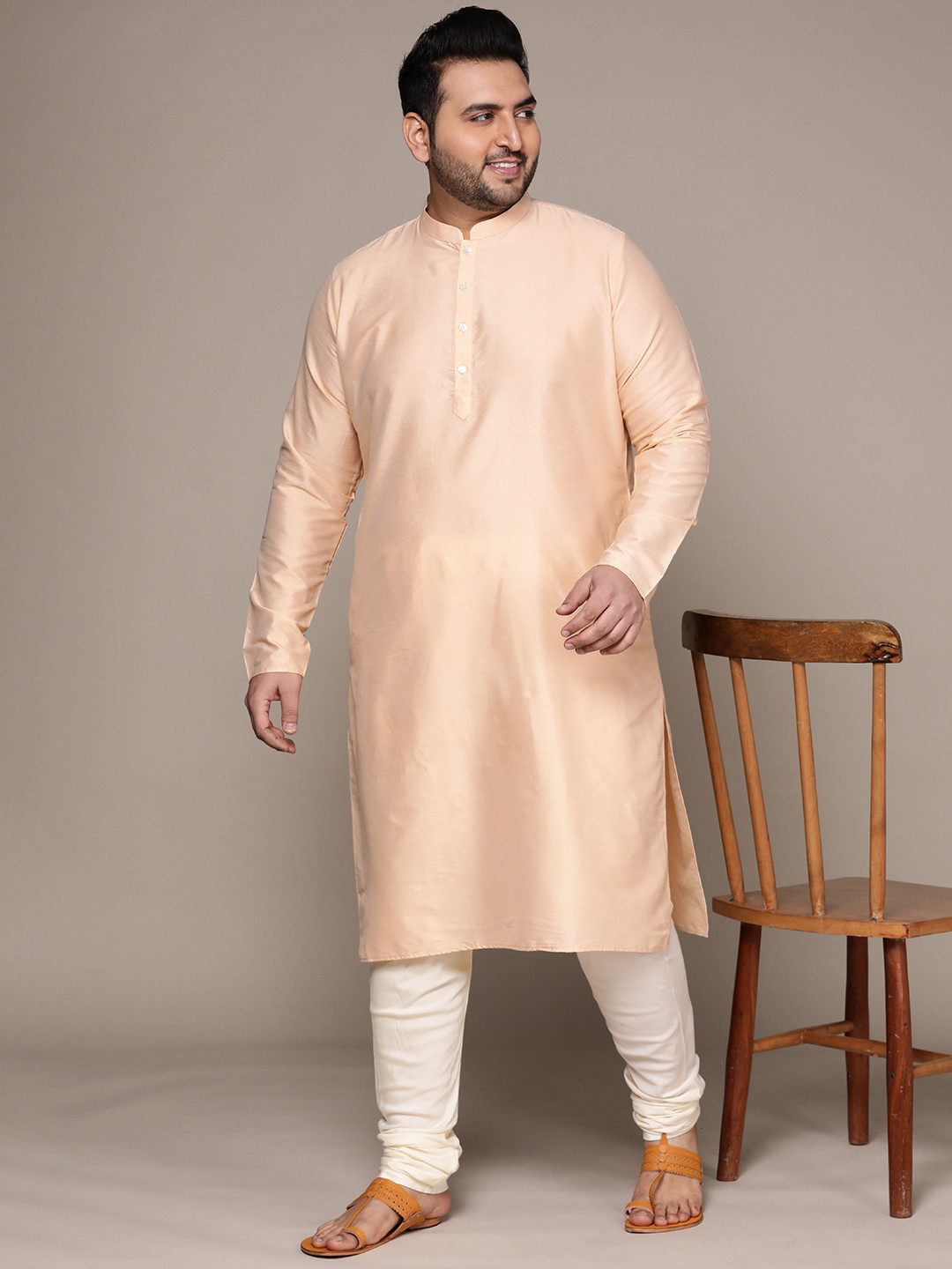 Buy KISAH PLUS Men Plus Size Kurta With Churidar - Kurta Sets for Men ...