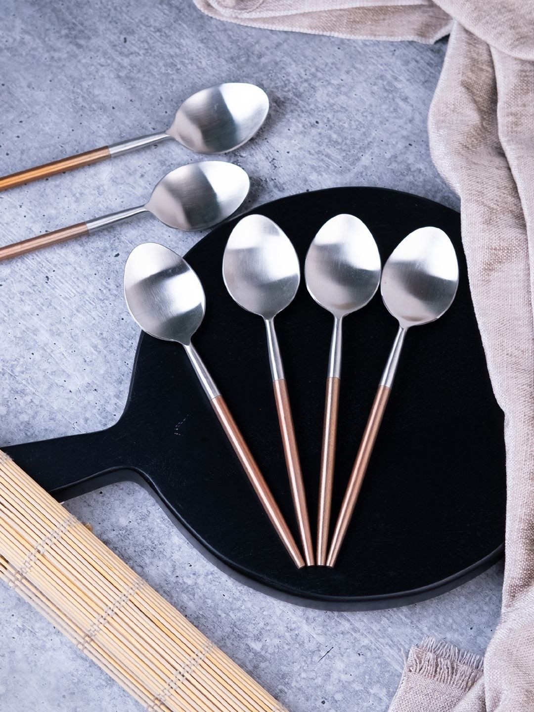 Buy VarEesha Brown Handled Set Of 6 Matt Finish Stainless Steel Radiant ...