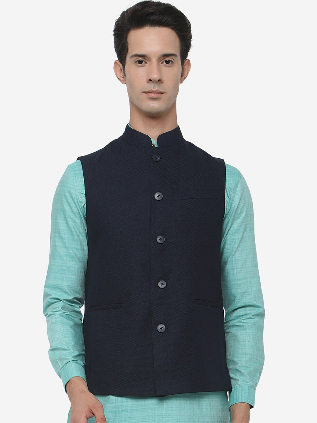 Buy MODI JACKET Men Blue Solid Wool Nehru Jacket - Nehru Jackets for ...