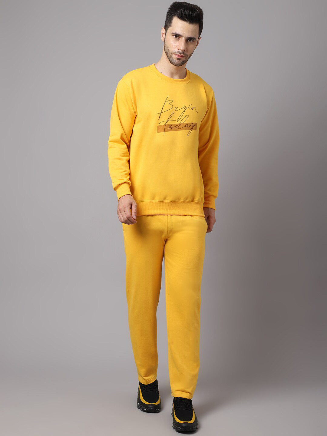 Buy MACK JONNEY Men Yellow Printed Sports Tracksuit - Tracksuits for ...
