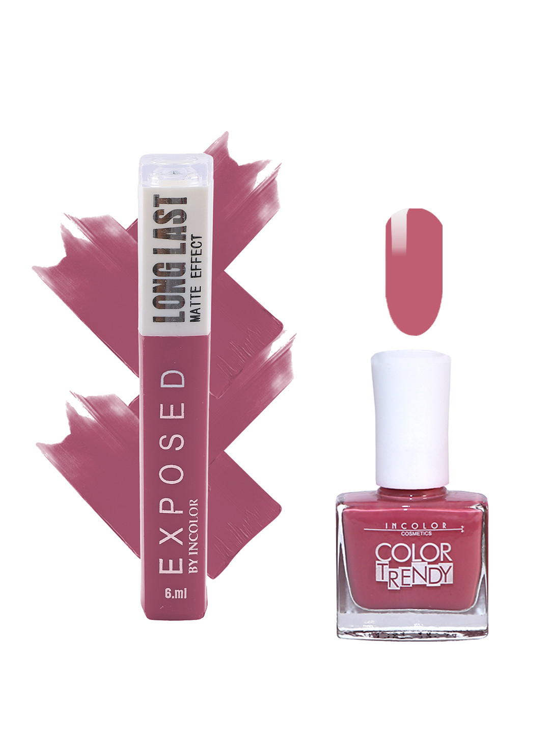 Buy INCOLOR Set Of Exposed Matte Liquid Lipstick & Trendy Matte Nail ...