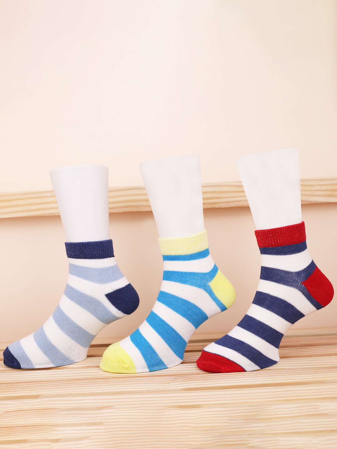 Buy FOOTPRINT 3 Pairs Infant Kids Patterned Ankle Length Organic Cotton ...