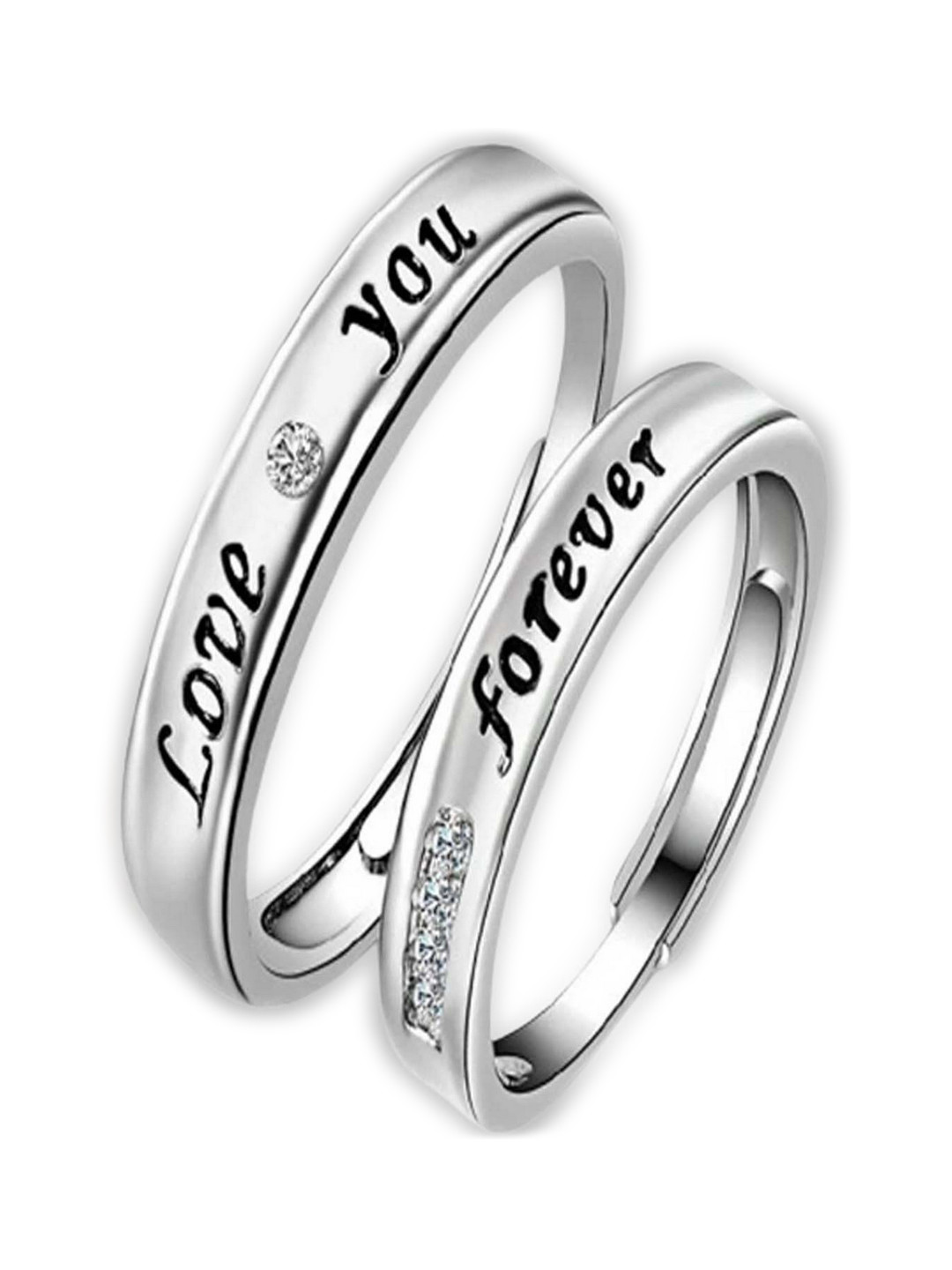 Buy UNIVERSITY TRENDZ Silver Plated Stainless Steel Forever Love Couple ...
