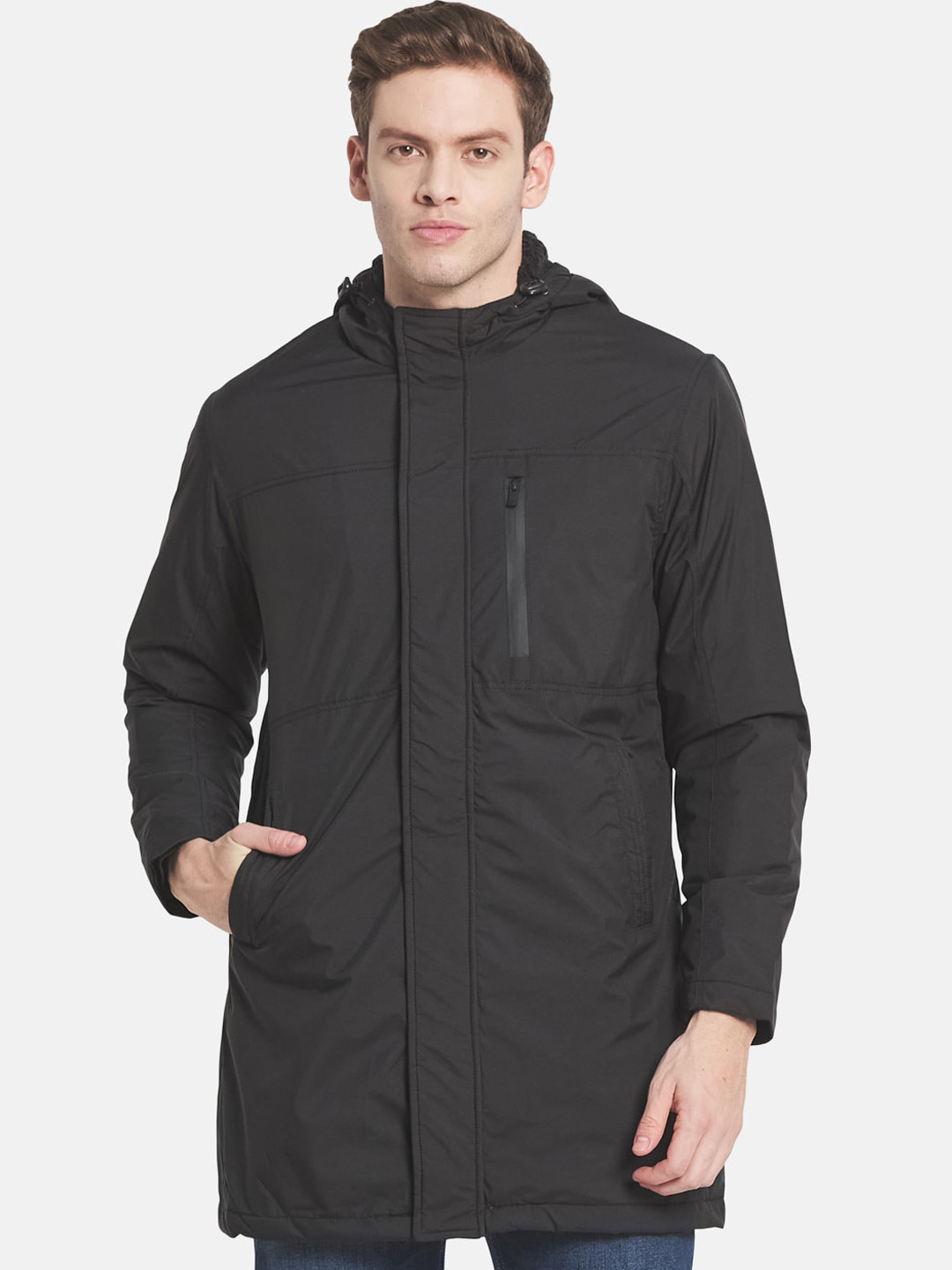 Buy METTLE Men Black Longline Padded Jacket - Jackets for Men 20068612 | Myntra