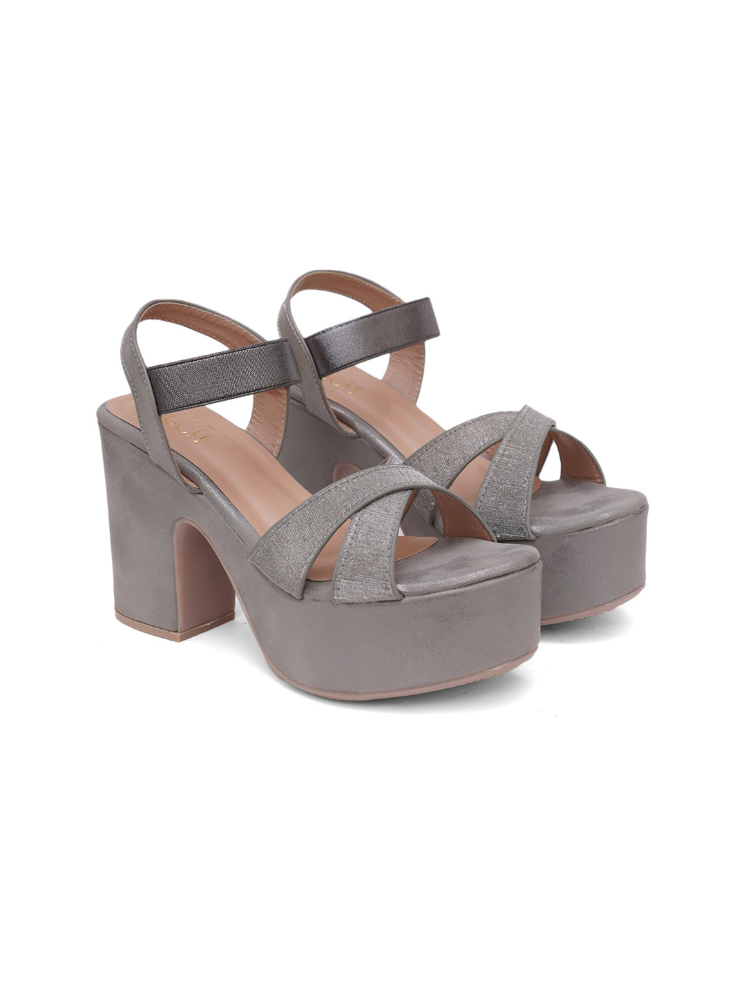 Buy SHUZ TOUCH Women Grey Platform Sandals - Heels for Women 20070070 ...