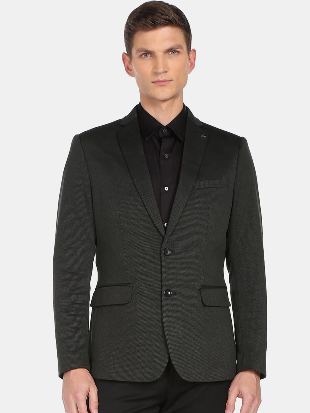 Buy Arrow Men Green Solid Single Breasted Slim Fit Blazer - Blazers for ...