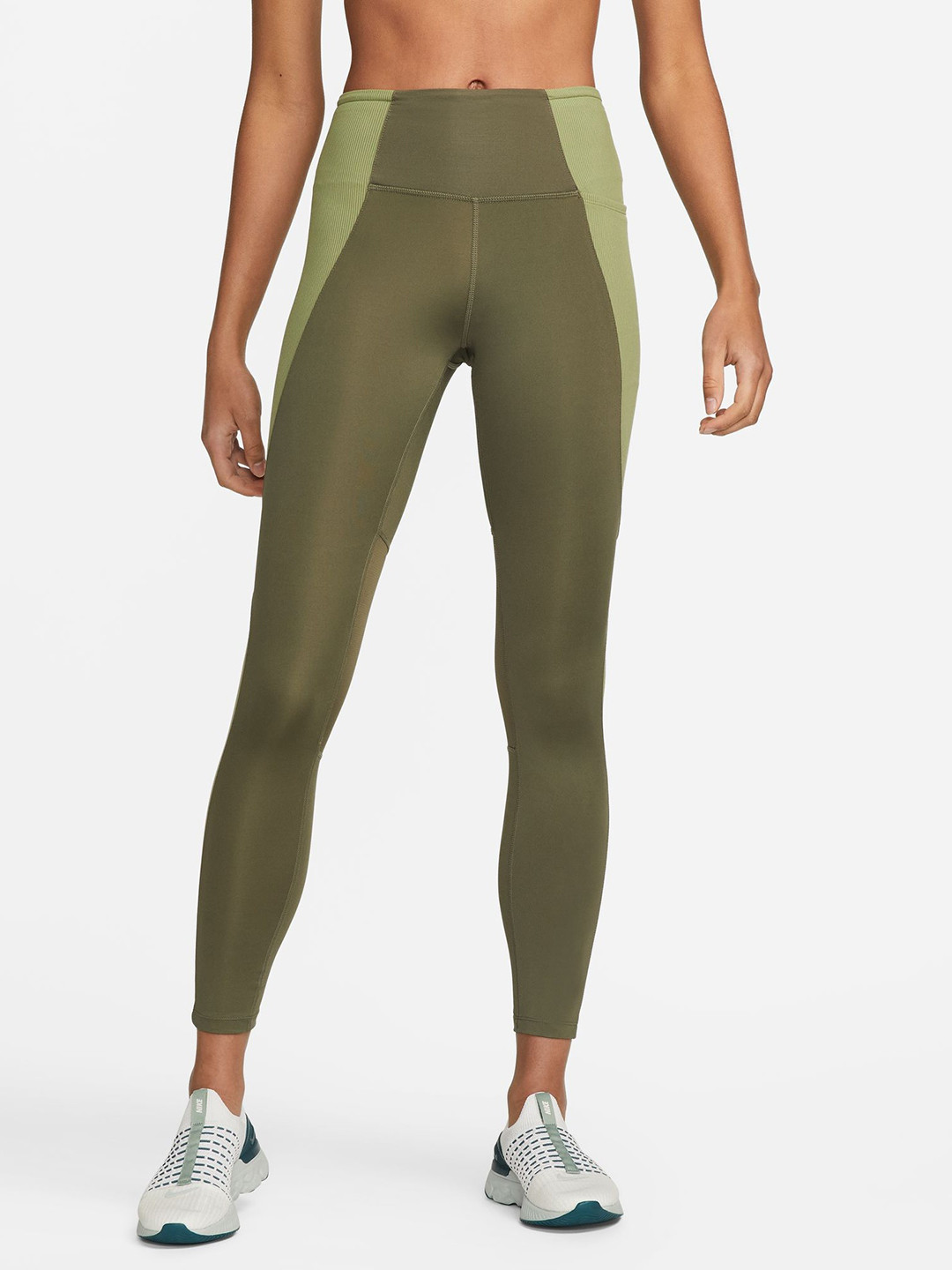 Buy Nike Women Olive Colourblocked Dri FIT AIR FAST 7/8 Running Tights ...