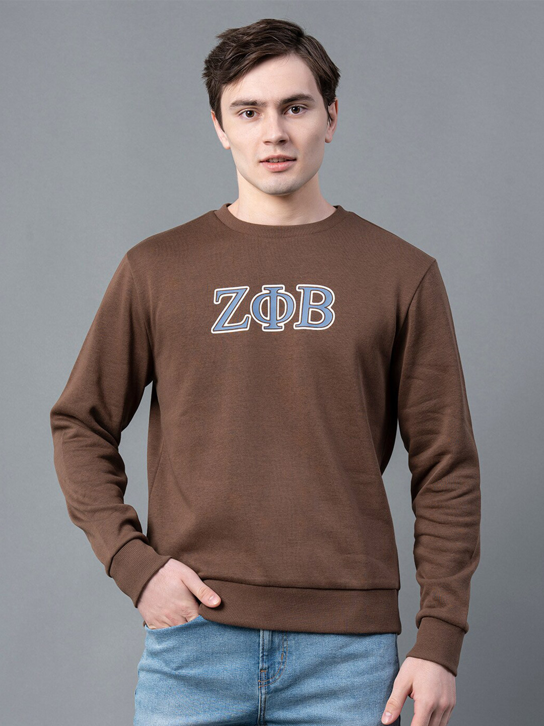 Buy Red Tape Men Brown Printed Pullover Sweatshirt - Sweatshirts for ...