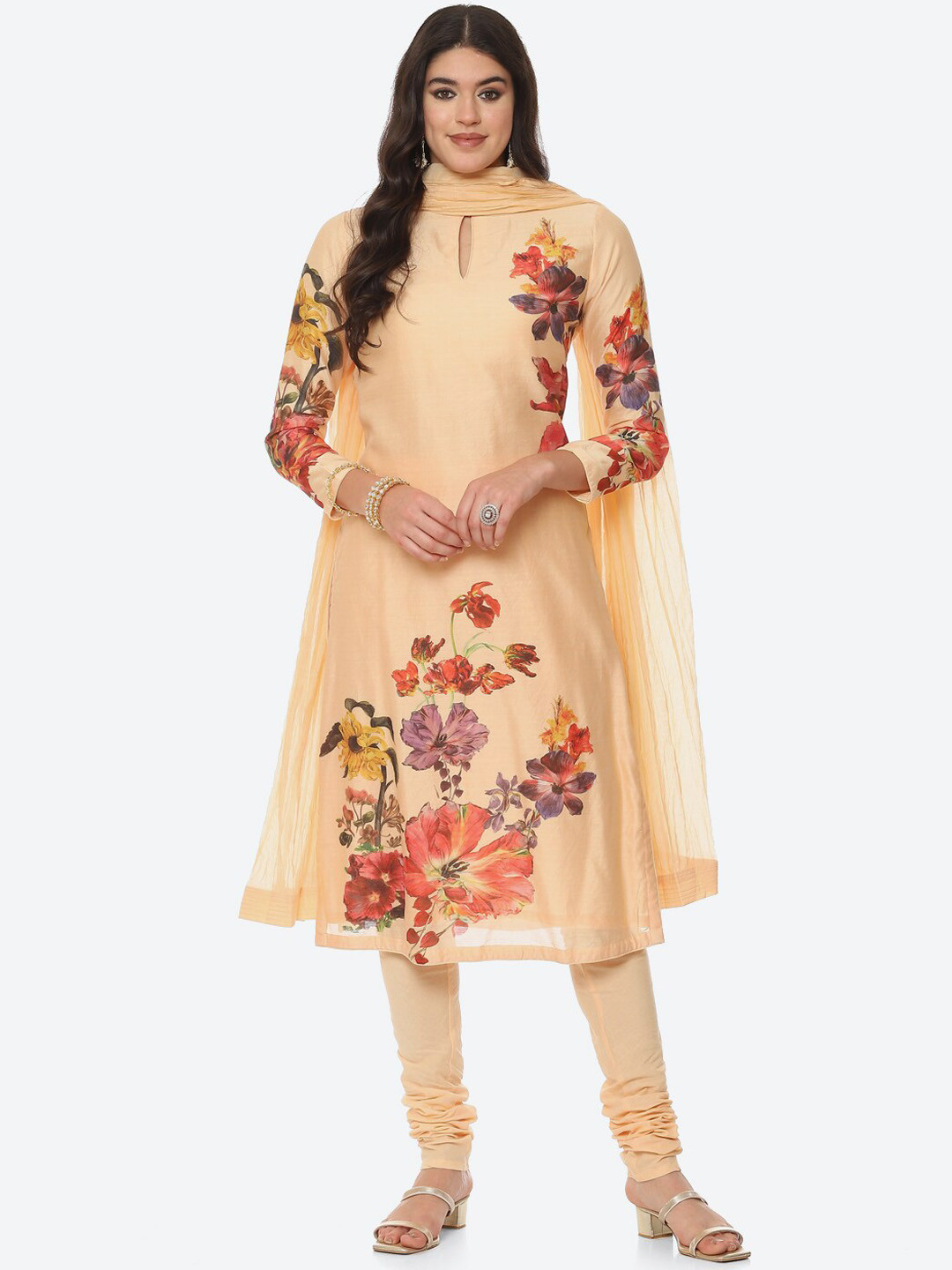 Buy Biba By Rohit Bal By Rohit Bal Women Peach Coloured Floral Printed ...