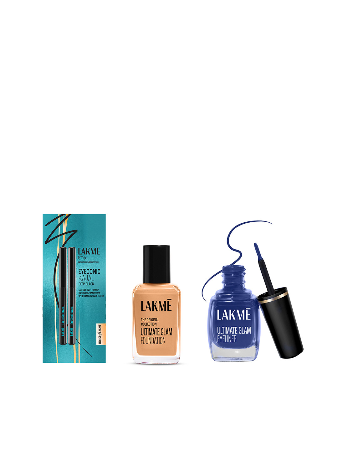 Buy Lakme Set Of Perfecting Foundation 2 Eyeconic Kajal Insta Eye Liner ...