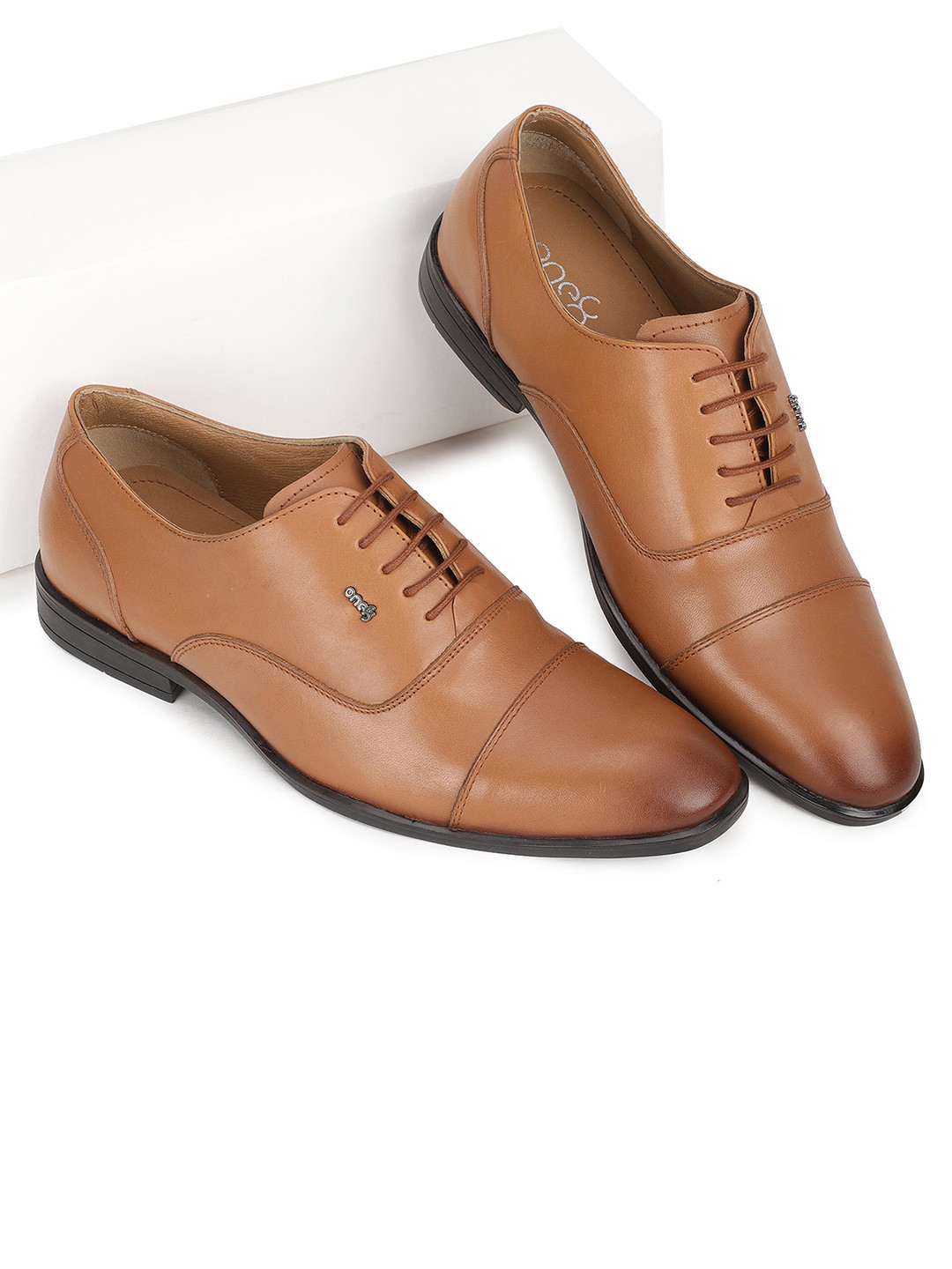 Buy One8 Men Tan Brown Solid Leather Formal Oxford Shoes - Formal Shoes ...