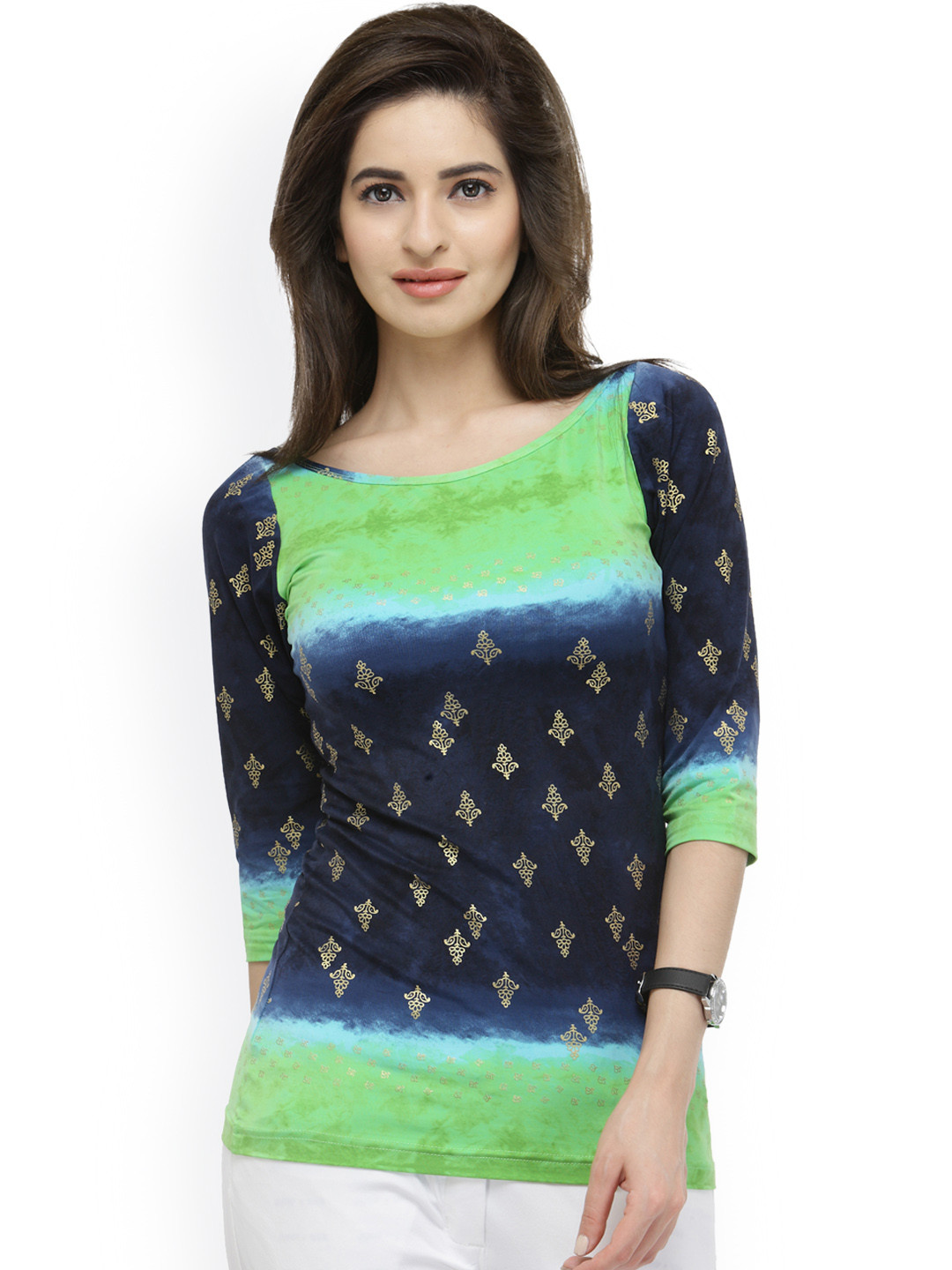 Buy PlusS Women Navy Blue Printed Top - Tops for Women 2009290 | Myntra
