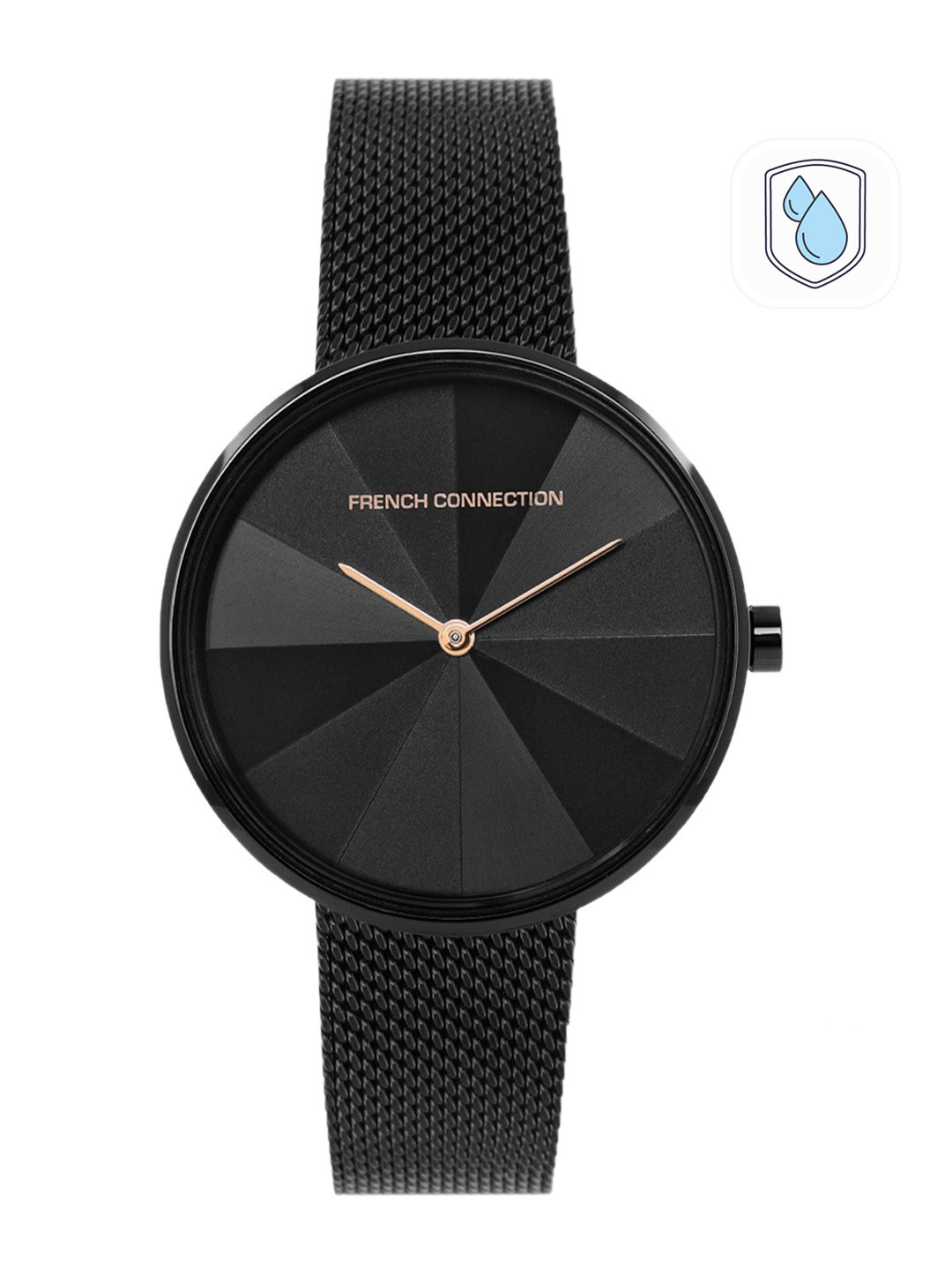 Buy French Connection Women Black Dial & Black Stainless Steel Bracelet ...