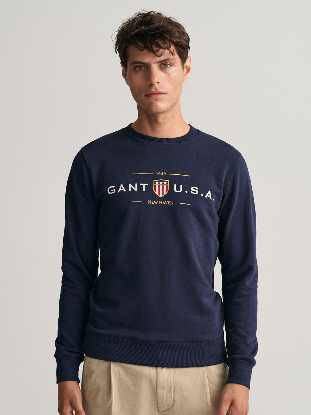 Buy GANT Men Blue Printed Hooded Sweatshirt - Sweatshirts for Men ...