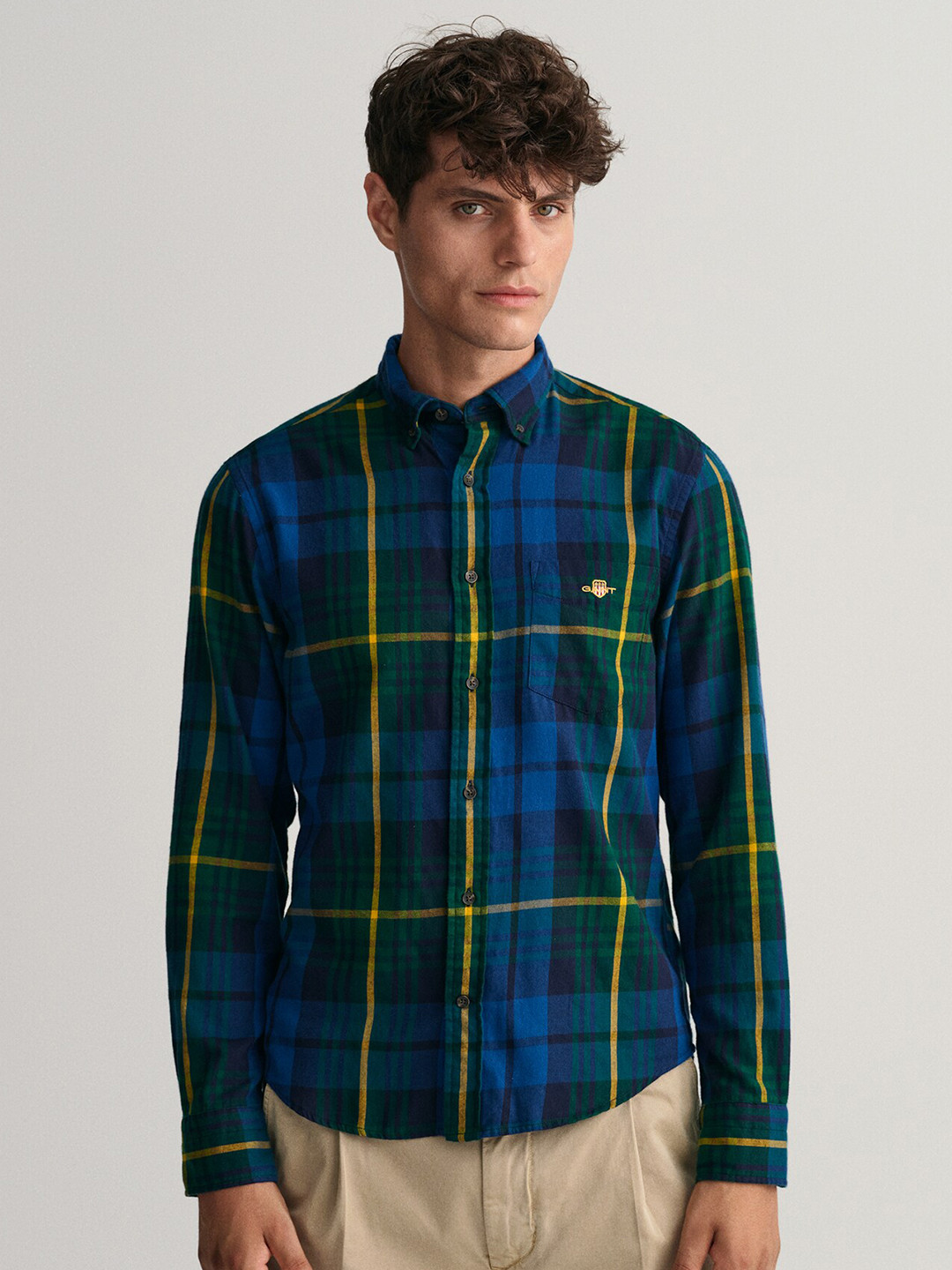 Buy GANT Men Green Classic Tartan Checked Casual Shirt - Shirts for Men ...