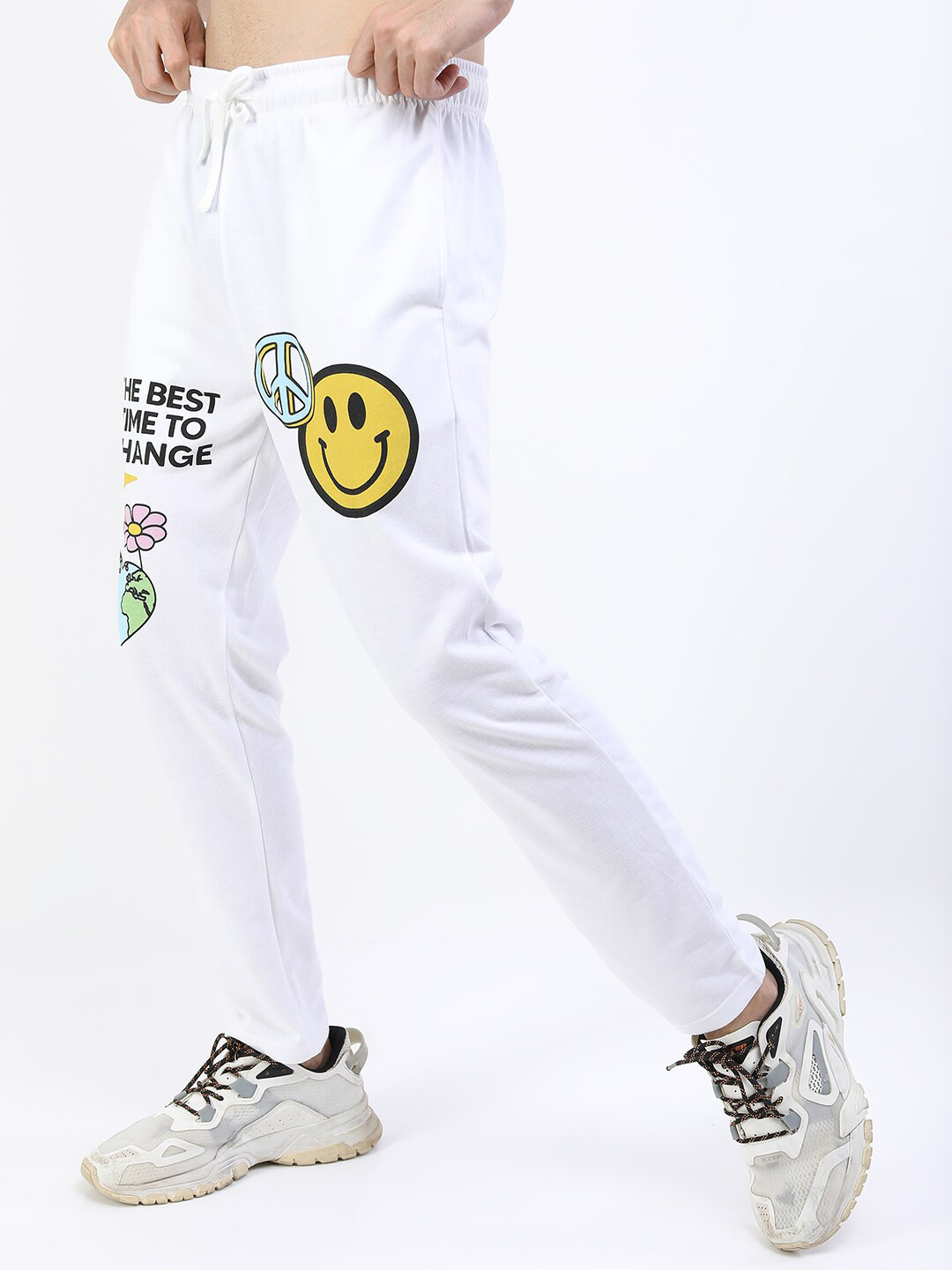 Buy HIGHLANDER Men White Printed Track Pants - Track Pants for Men ...