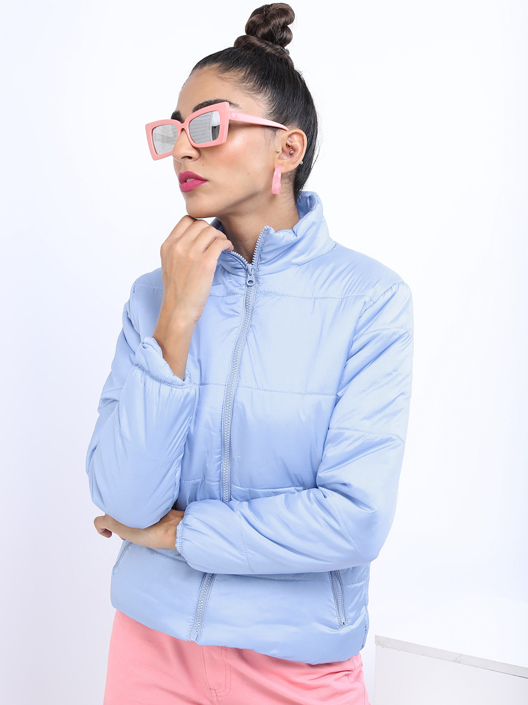 Buy Tokyo Talkies Women Blue Solid Puffer Jacket - Jackets for Women 20101454 | Myntra