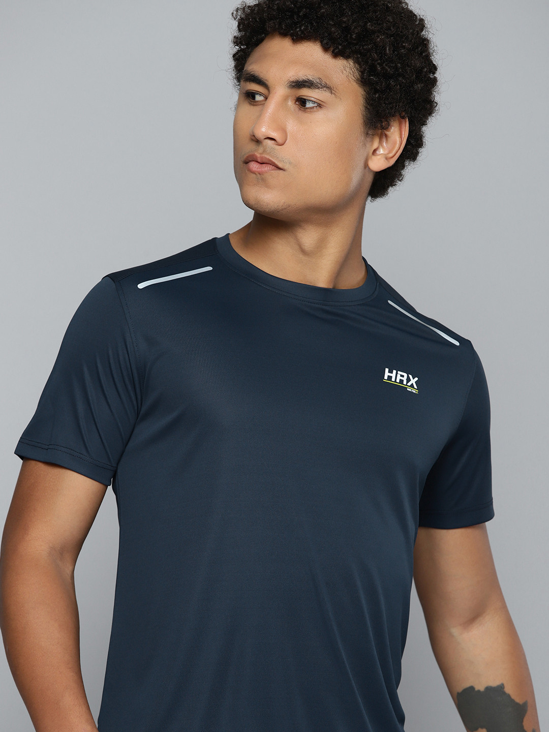 Buy HRX By Hrithik Roshan Men Navy Blue T Shirt - Tshirts for Men ...