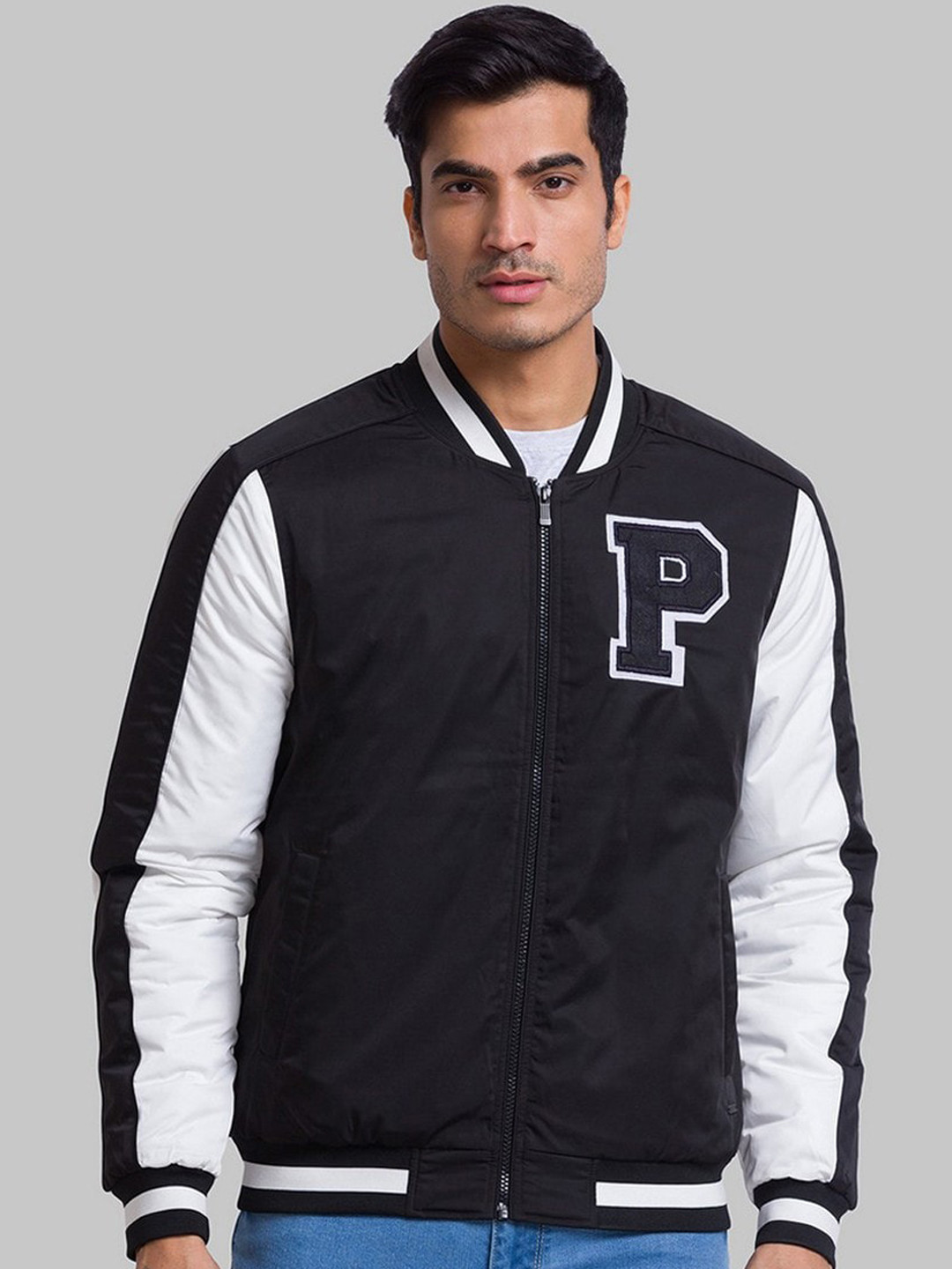 Buy Parx Men Black White Colourblocked Bomber Jacket - Jackets for Men 20106862 | Myntra